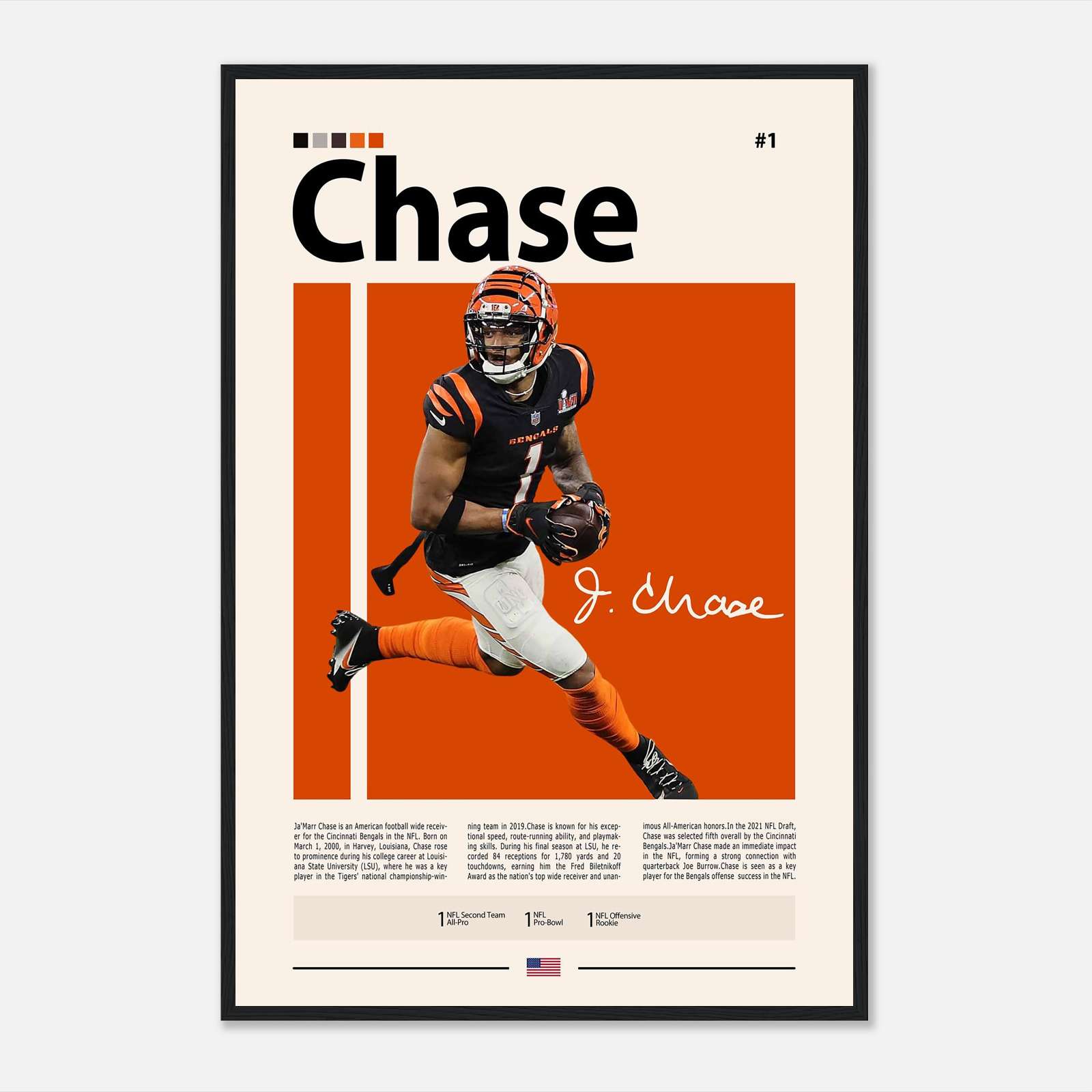 Ja'Marr Chase Poster, Sports Poster, Football Poster, Full-Size Poster ...
