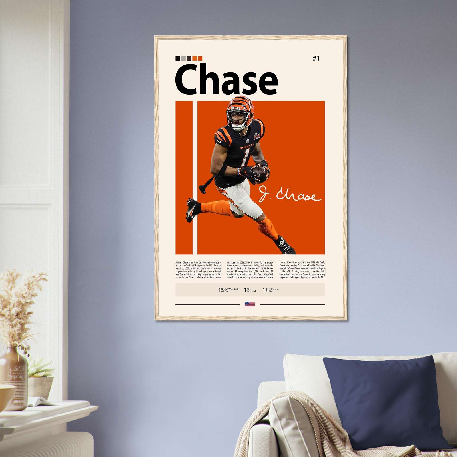 Ja'Marr Chase Poster, Sports Poster, Football Poster, Full-Size Poster ...