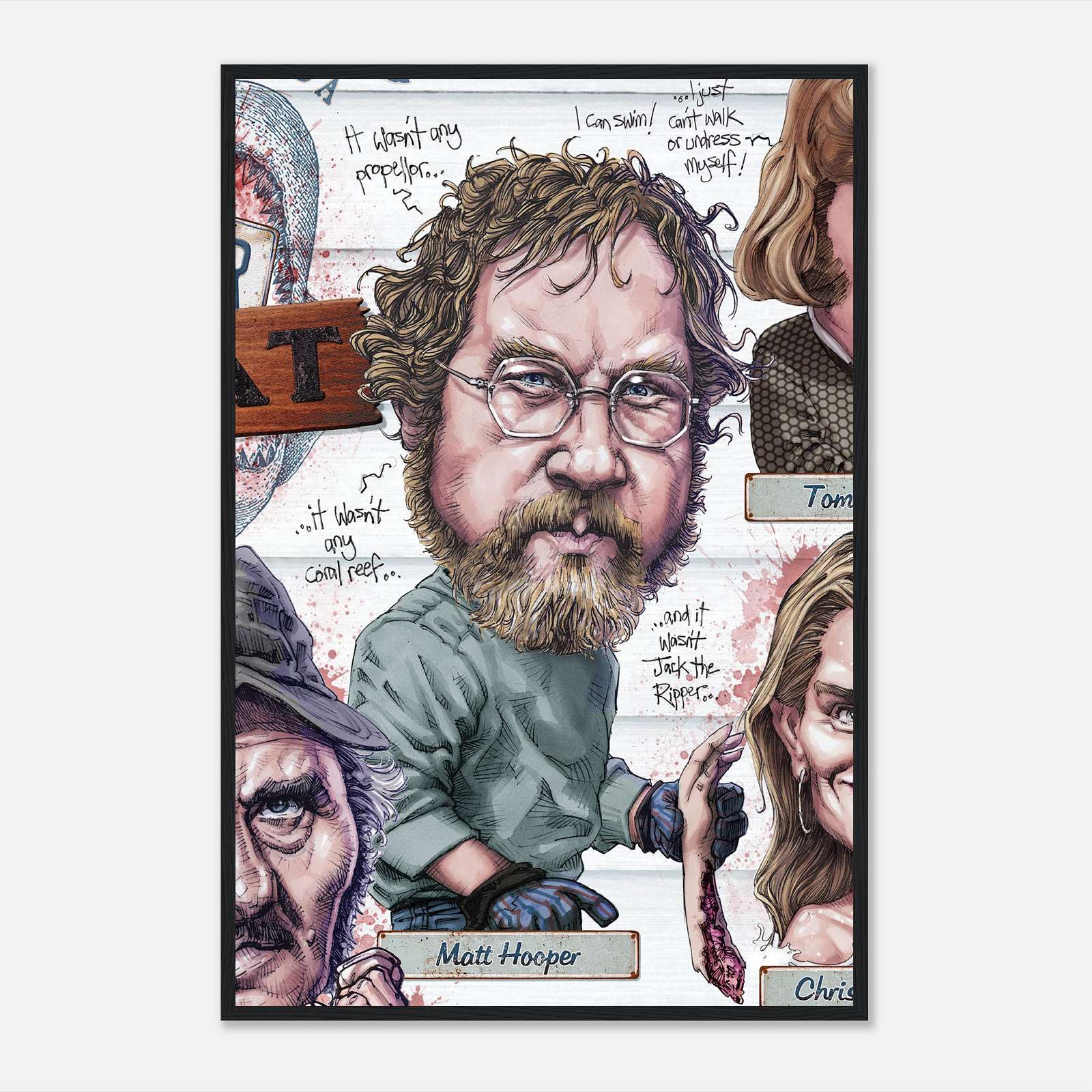 Jaws Movie Poster, Jaws Townsfolk Of Amity Island Poster, Classic Movie ...