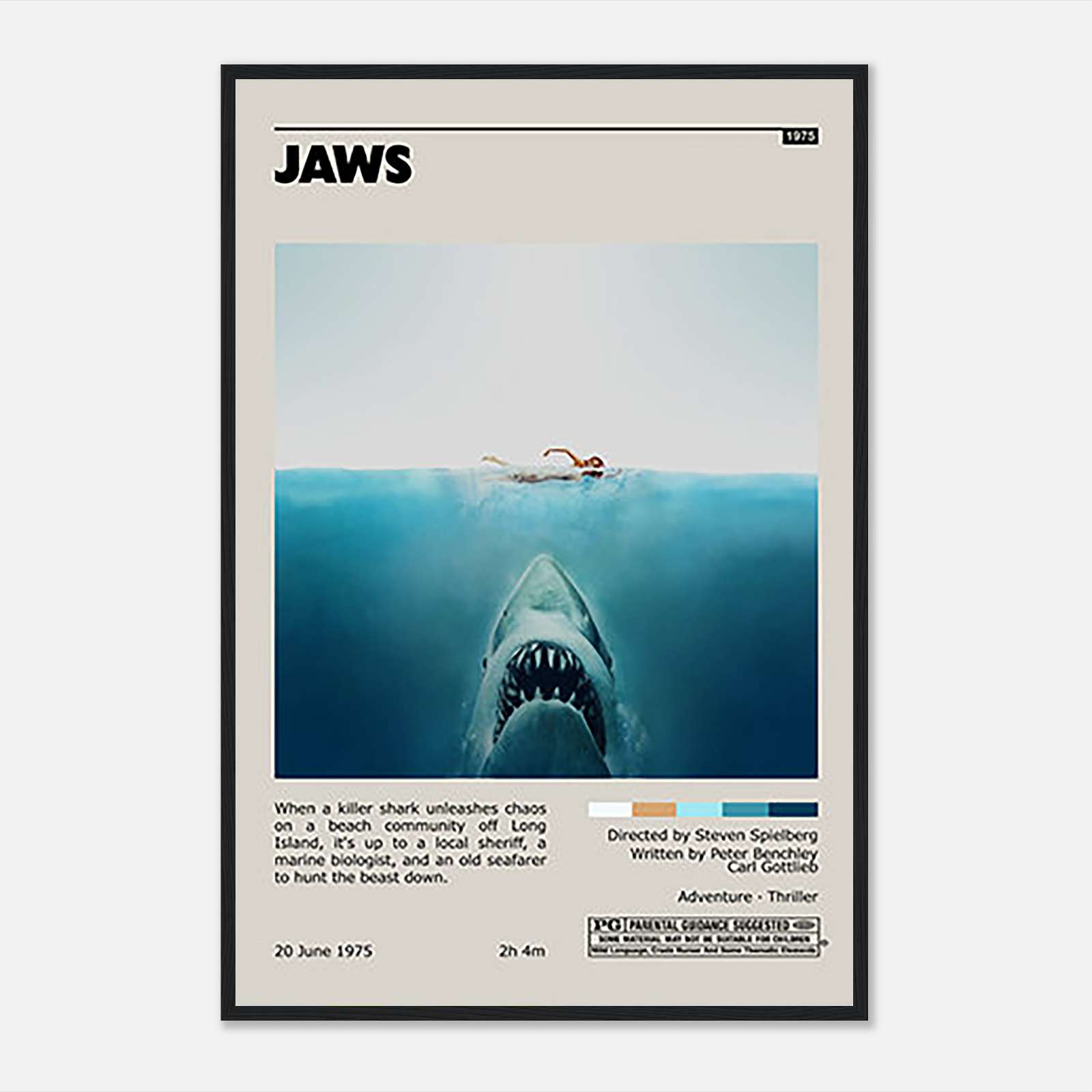 Jaws Retro Vintage Poster, Minimalist Movie Poster, Full-Size Poster ...