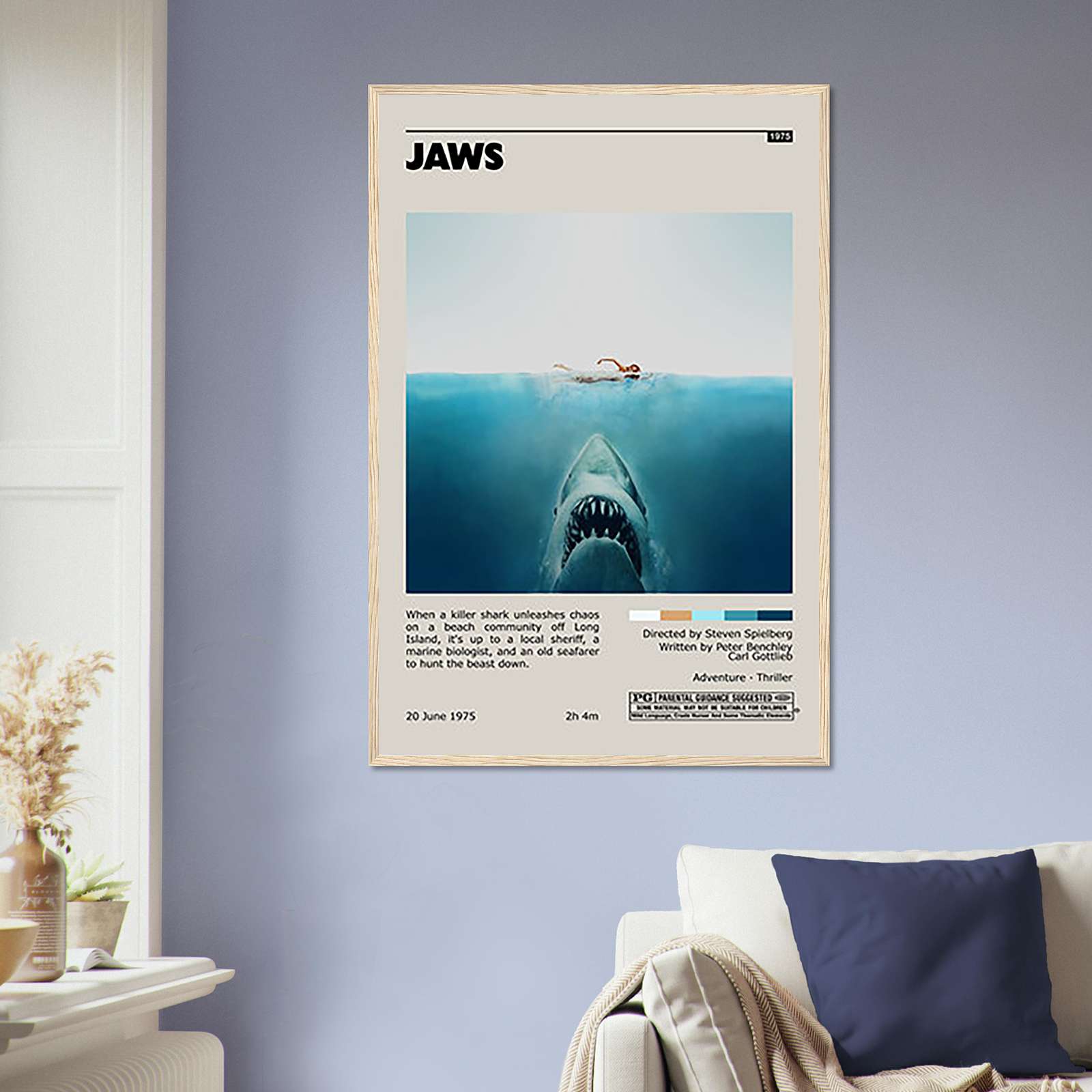 Jaws Retro Vintage Poster, Minimalist Movie Poster, Full-Size Poster ...