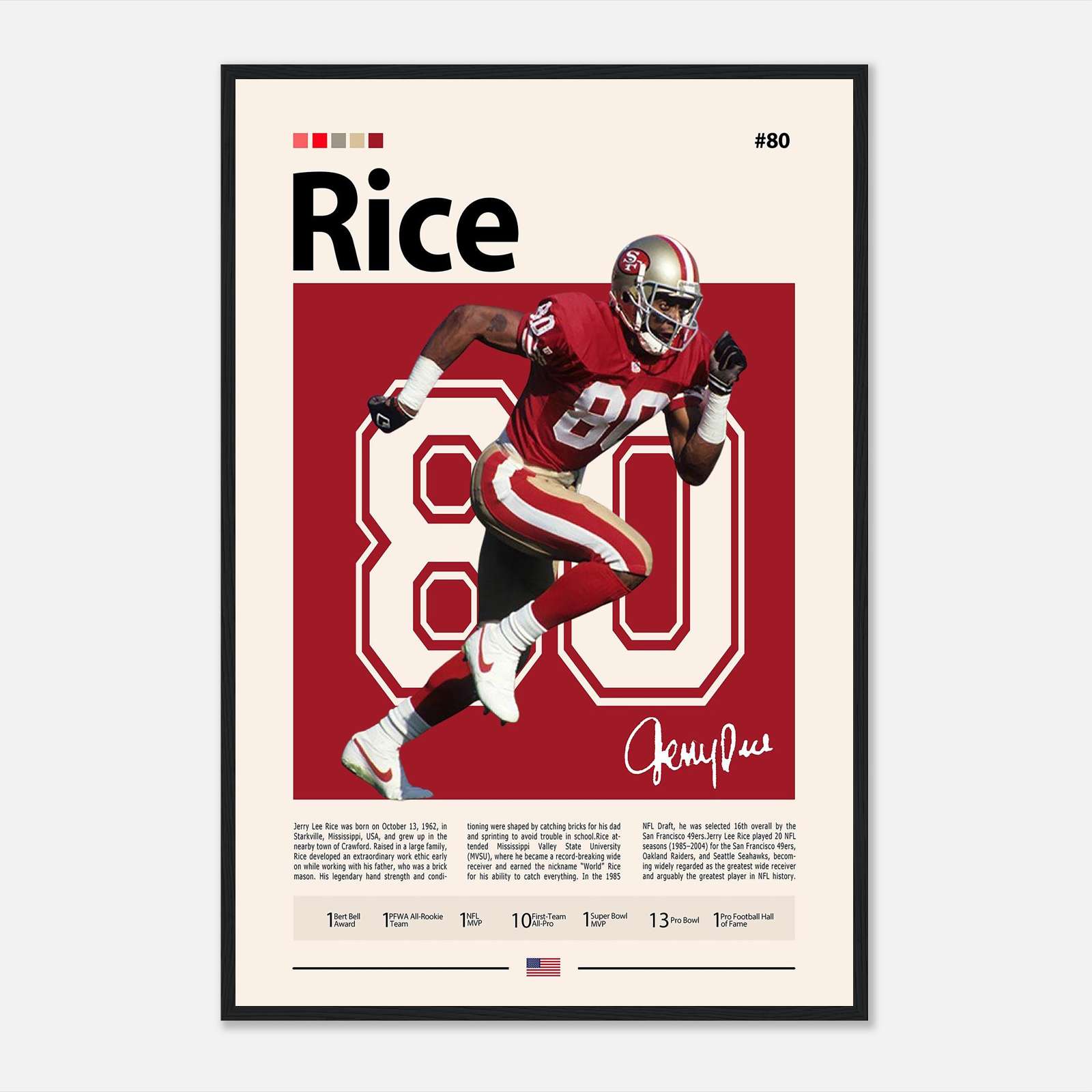 Jerry Rice Poster, Sports Poster, American Football Poster, Football ...