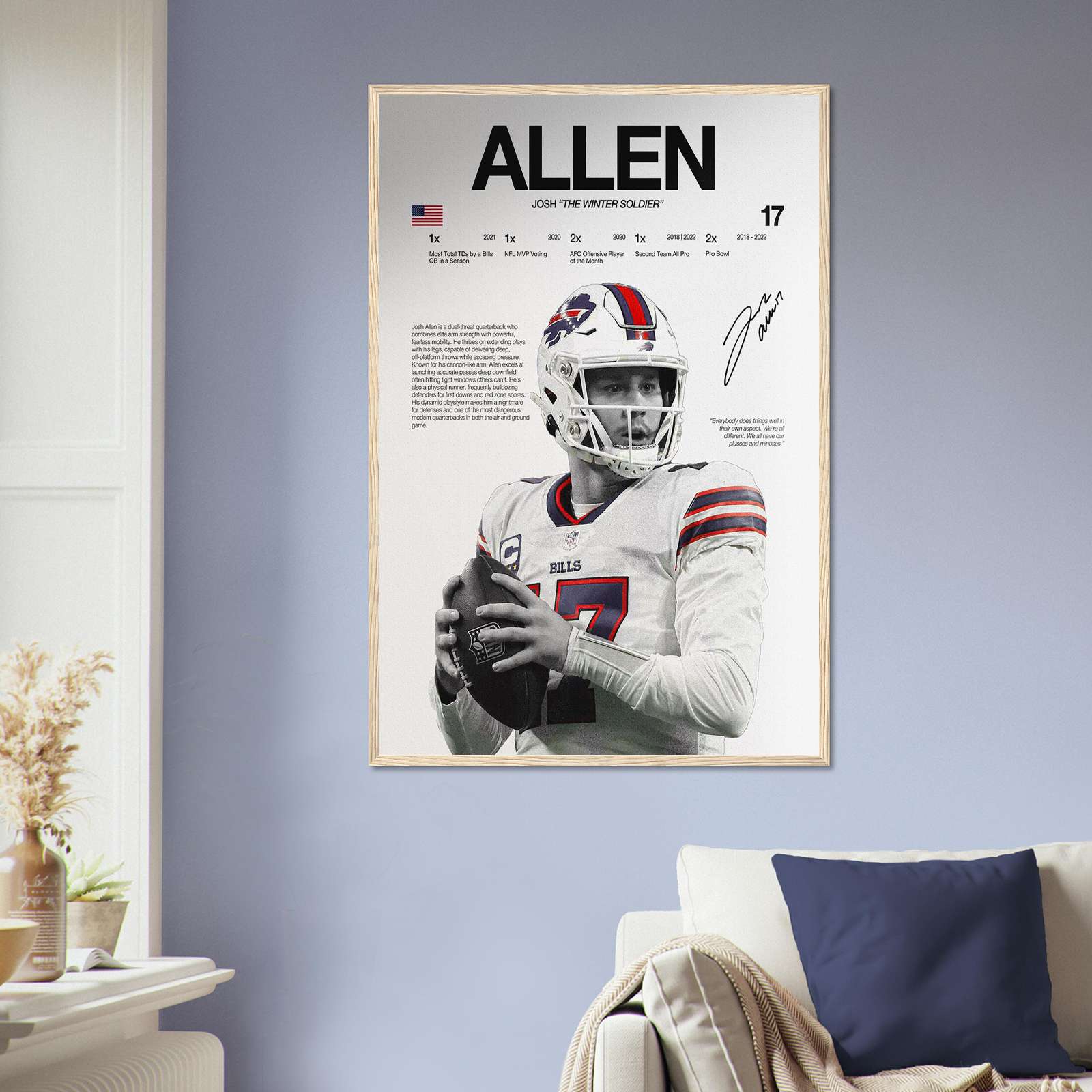 Josh Allen Poster, Football Poster, Full-Size Poster, Ready to Hang ...