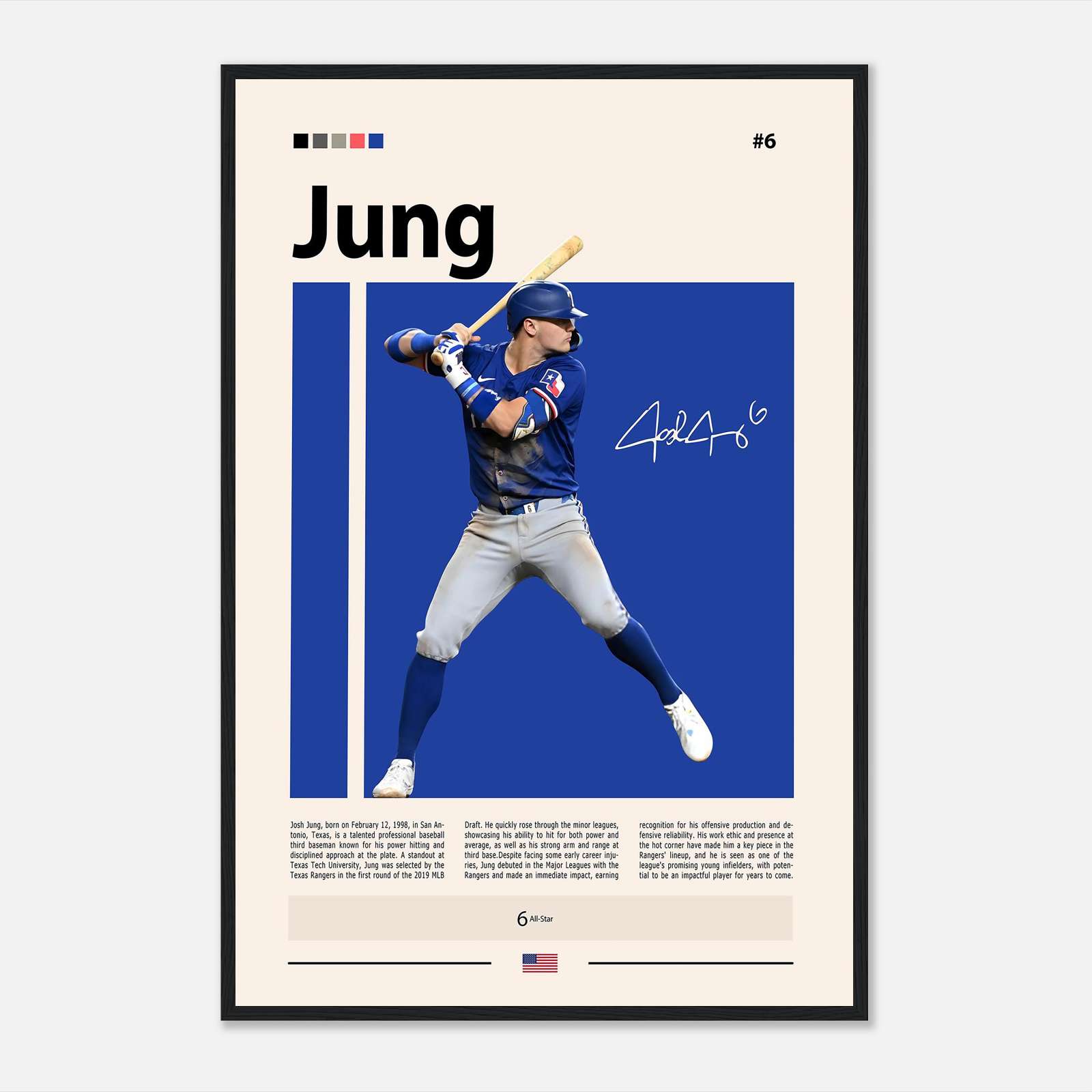 Josh Jung Poster, Sports Poster, Baseball Player Poster, Full-Size ...