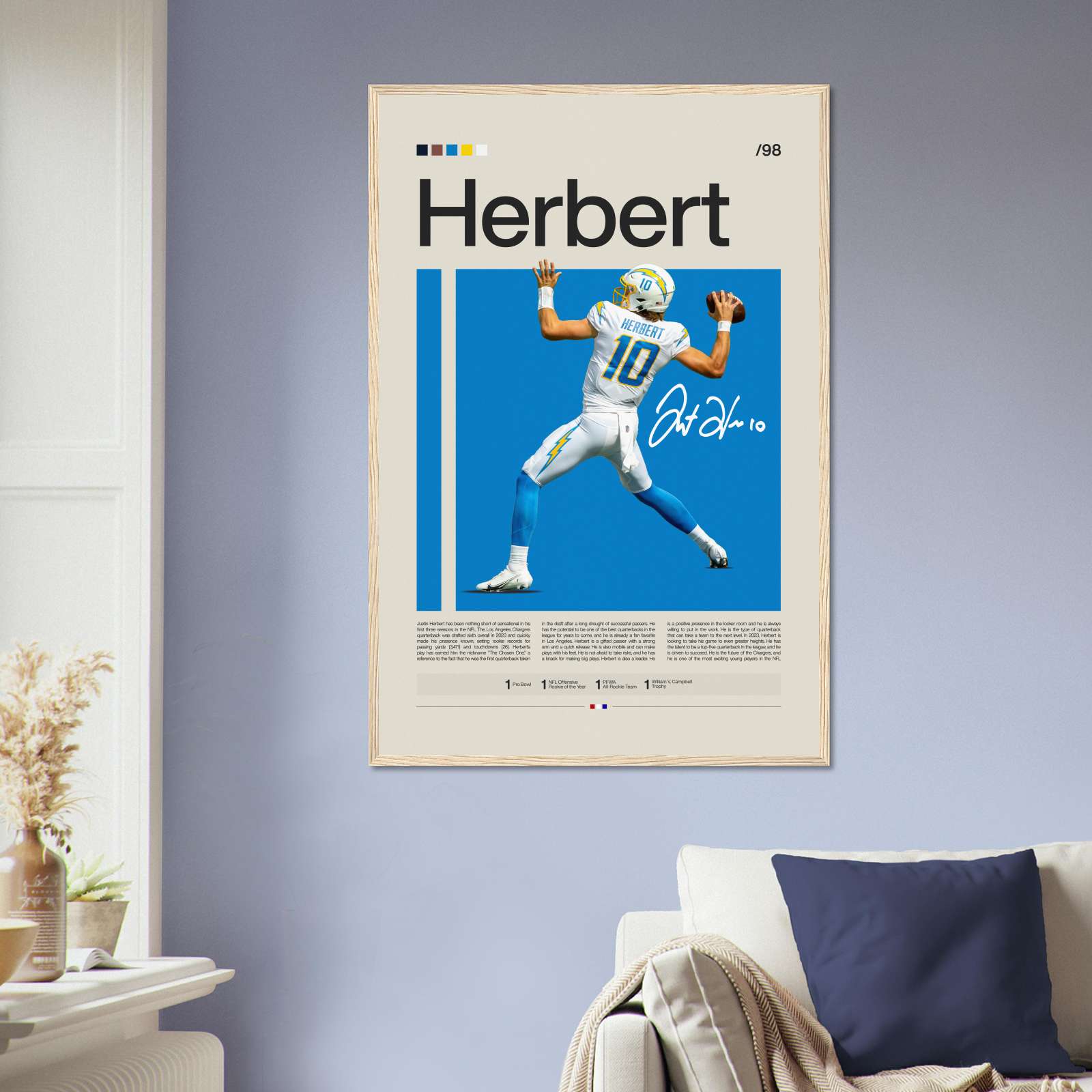 Justin Herbert Poster, Sports Poster, Football Poster, Sports Bedroom ...