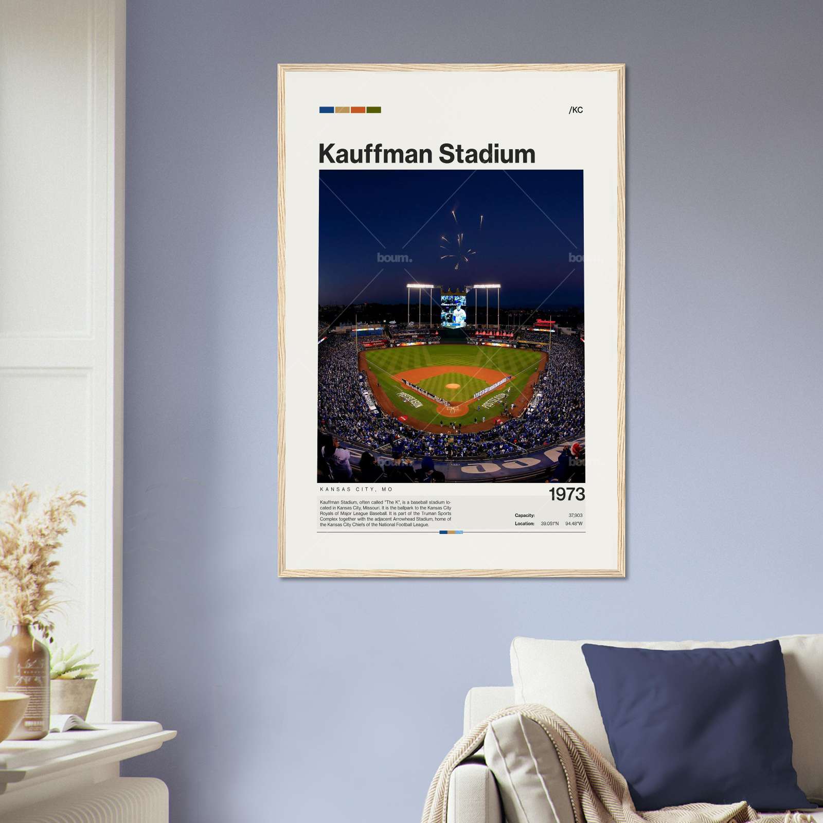 Kauffman Stadium Poster, Stadium Poster, Sports Poster, Full-Size ...