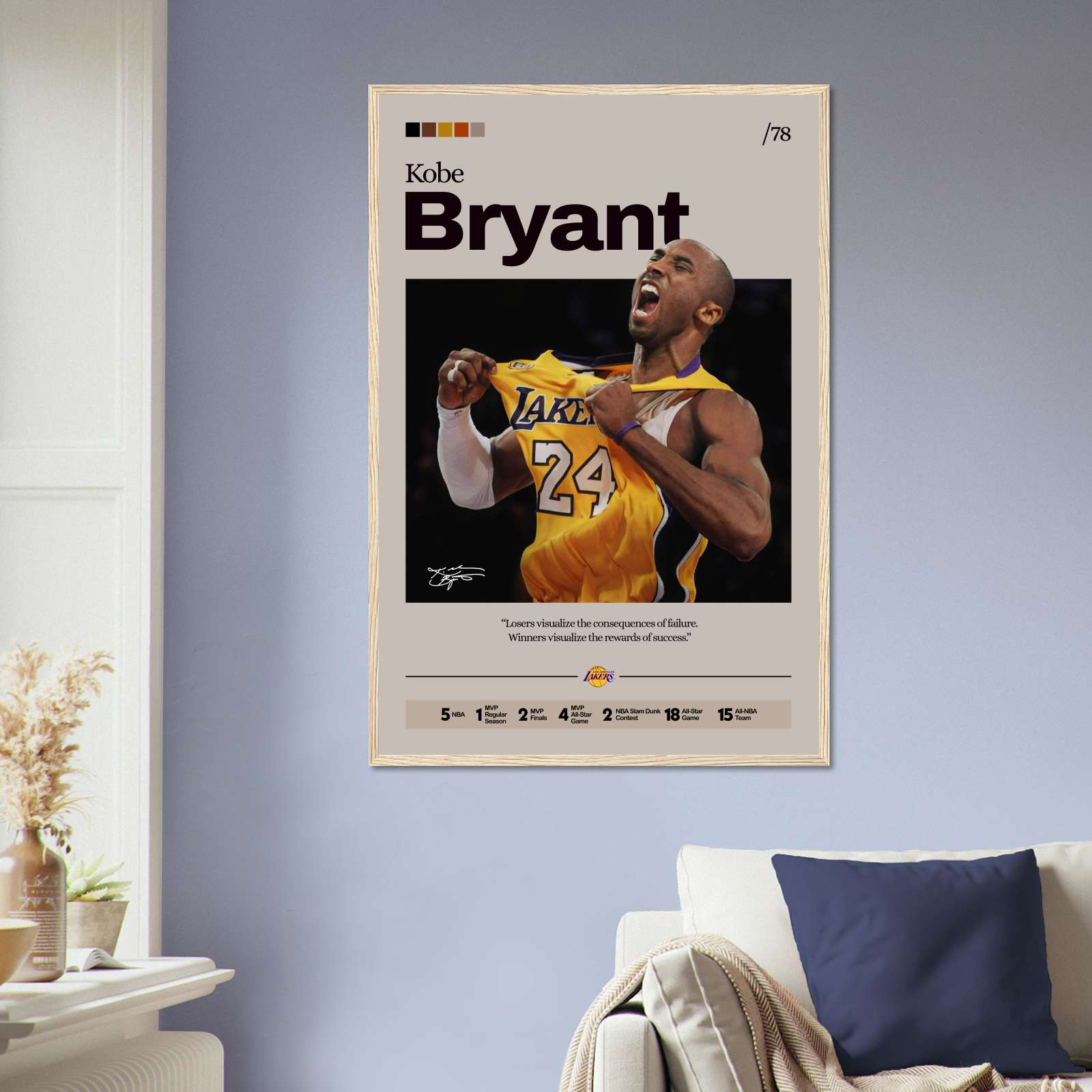 Kobe Bryant Poster Basketball Legend Print Sports Wall Art, Full-Size ...