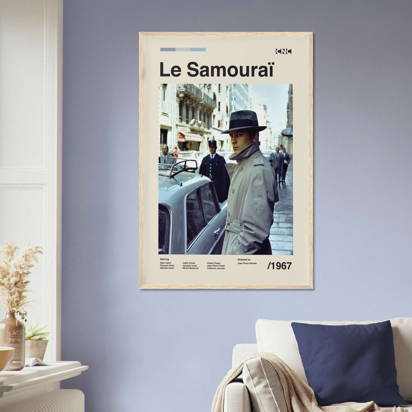 Le Samourai Vintage Minimalist Movie Poster Alain Delon Midcentury Wall ...