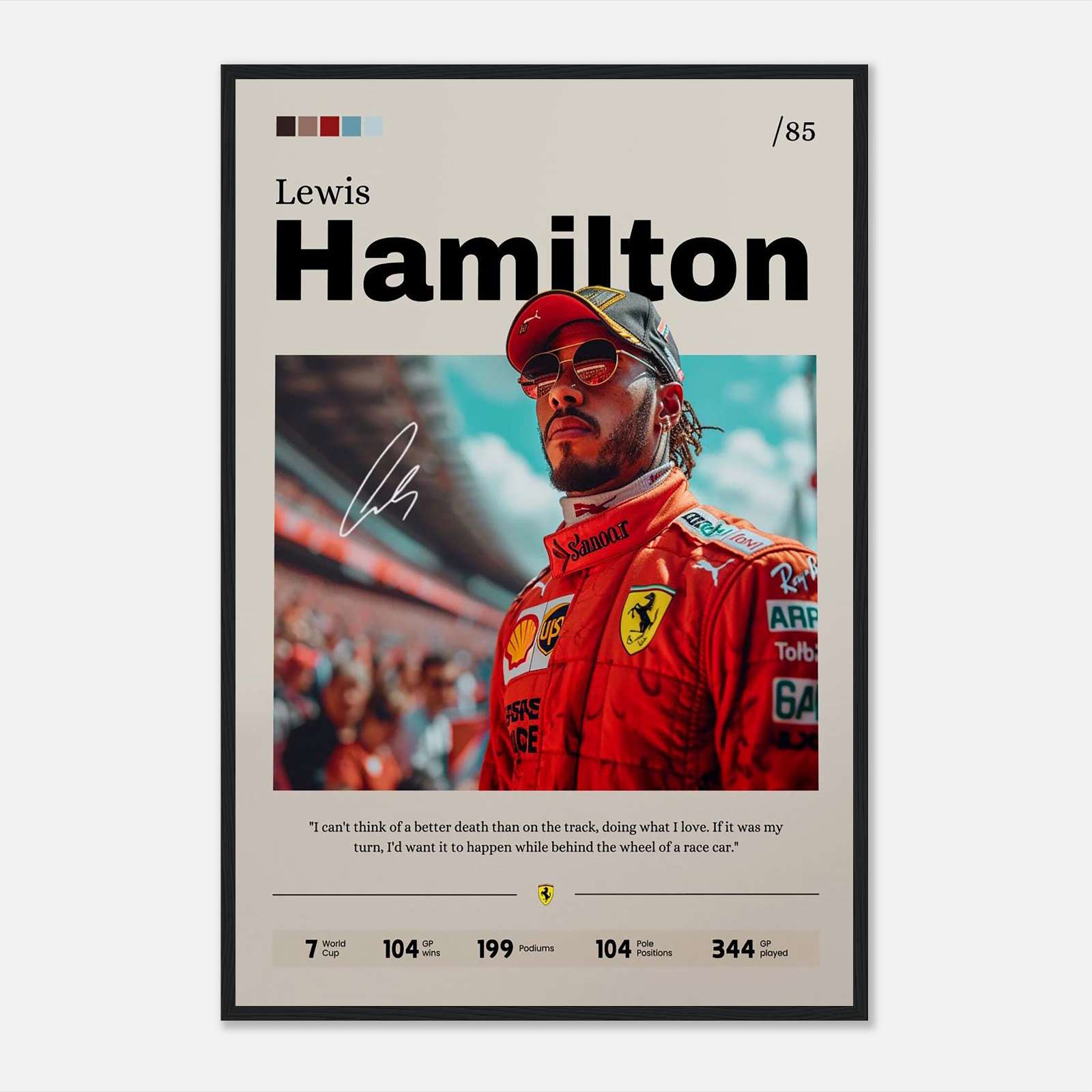 Lewis Hamilton Ferrari Poster 2, Full-Size Movie Poster, Ready to Hang ...