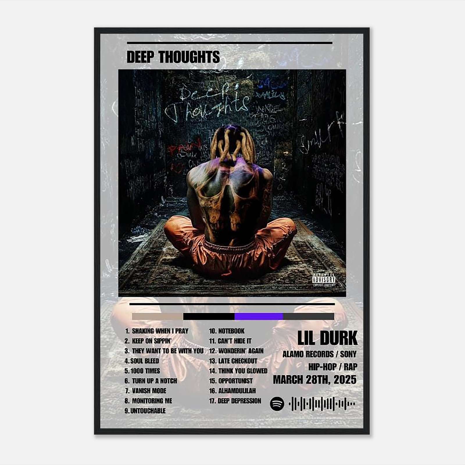 Lil Durk Poster, Deep Thoughts Poster, Hip Hop Album Tracklist Poster ...