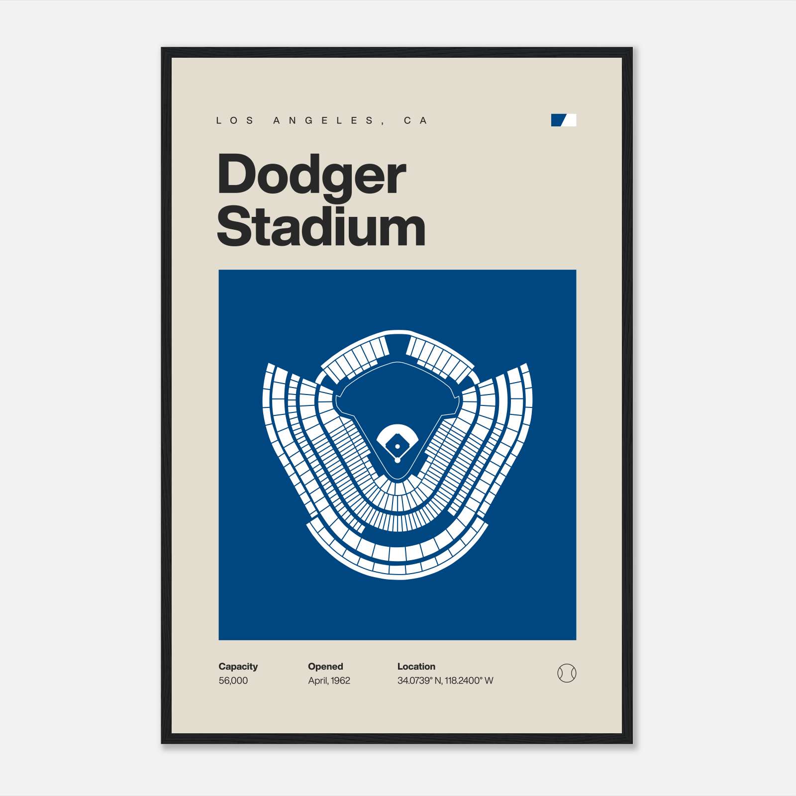 Los Angeles Dodgers Stadium Poster Mid-Century Modern Baseball Art ...