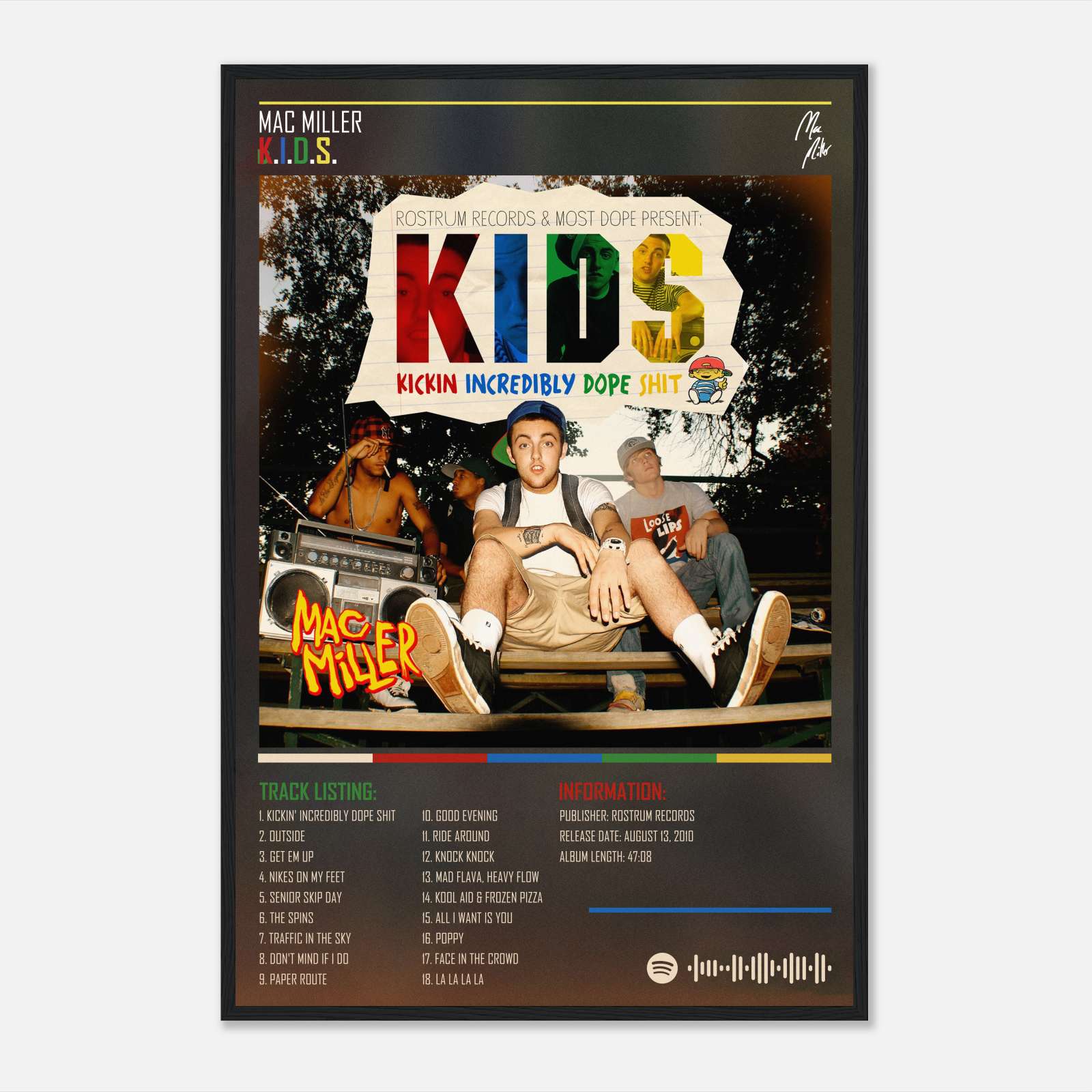 Mac Miller Poster, K.I.D.S. Album Poster, Rapper Poster, Full-Size ...