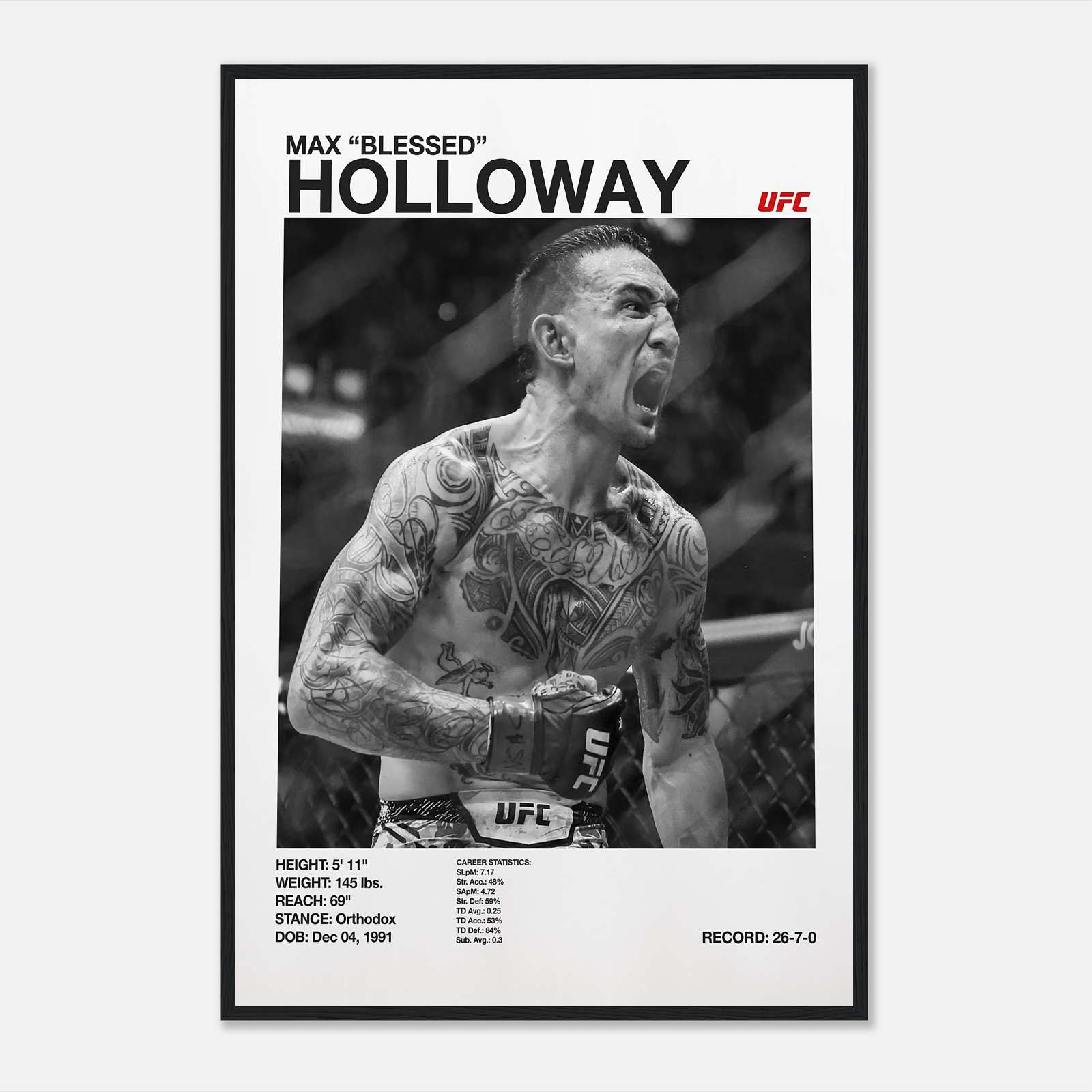 Max Holloway Full-Size Poster, Ready to Hang - Citiesbox