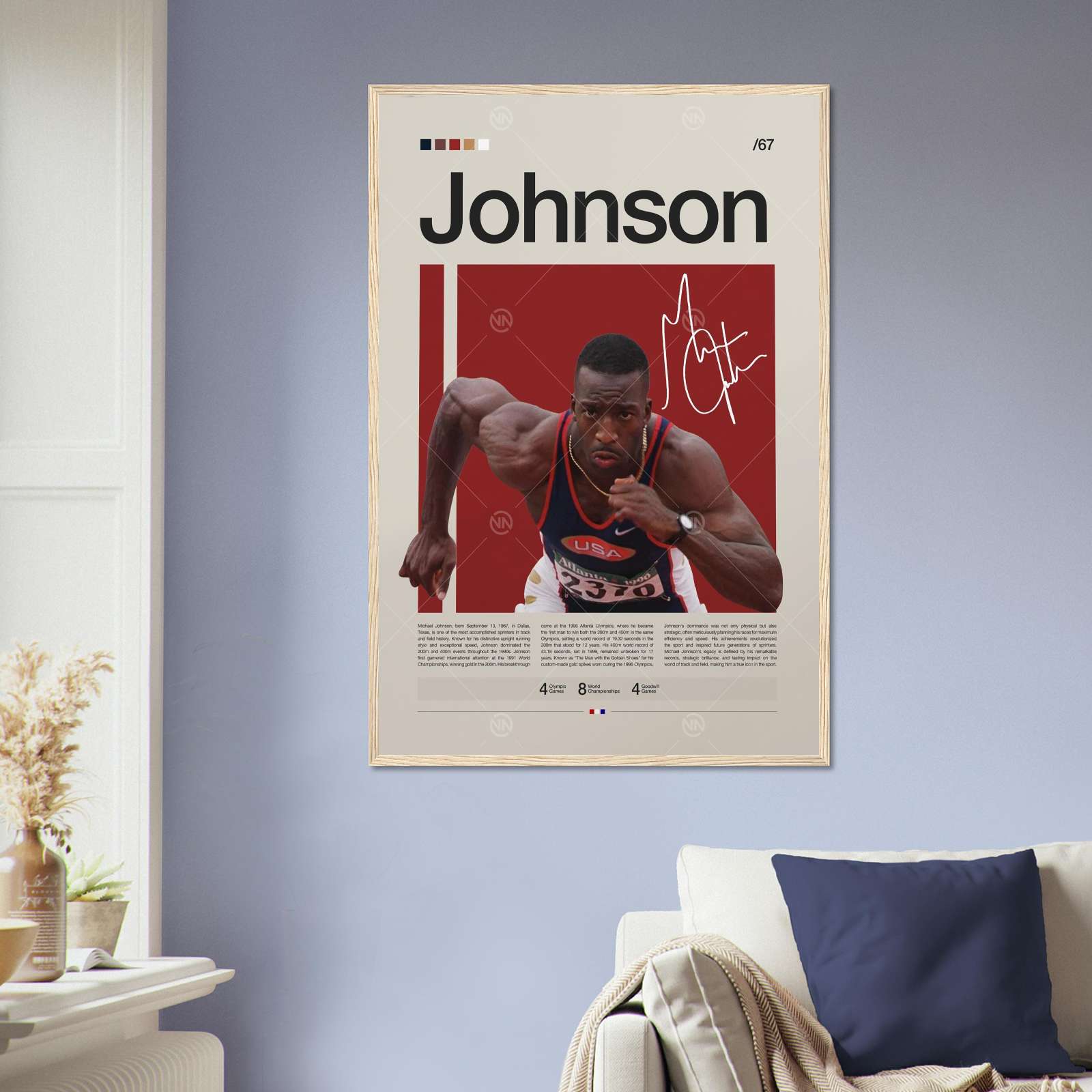 Michael Johnson Poster, Running Poster, Athletics Prints, Sports Poster ...