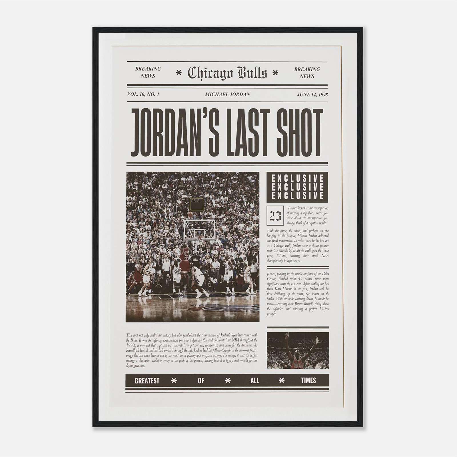 Michael Jordan Poster, Michael Jordan Last Shot Digital Poster, Sports ...