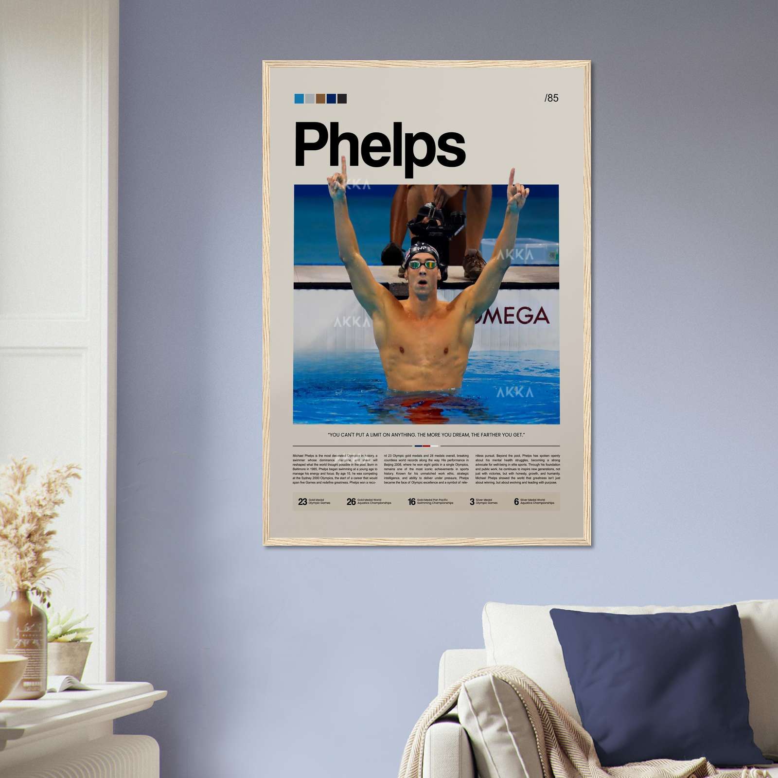 Michael Phelps Poster, Athlete Fan Gift Idea, Sports Room Poster, Full ...
