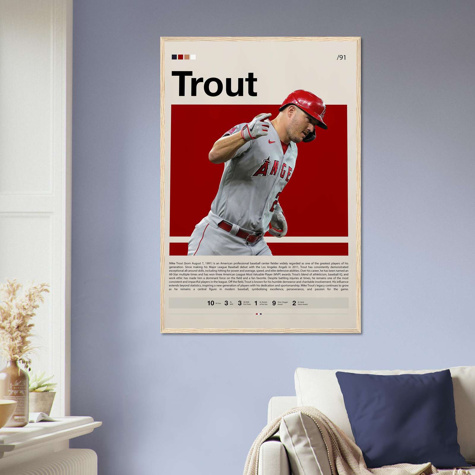 Mike Trout Poster, Sports Poster, Baseball Poster, Baseball Player ...