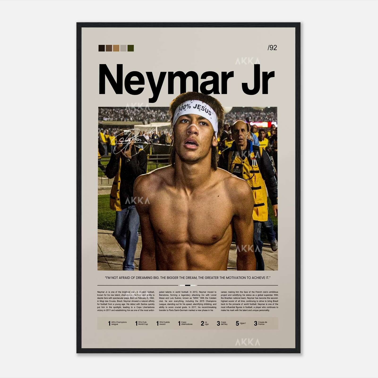 Neymar Jr Poster, Neymar Poster, Sports Poster, Football Player Poster ...