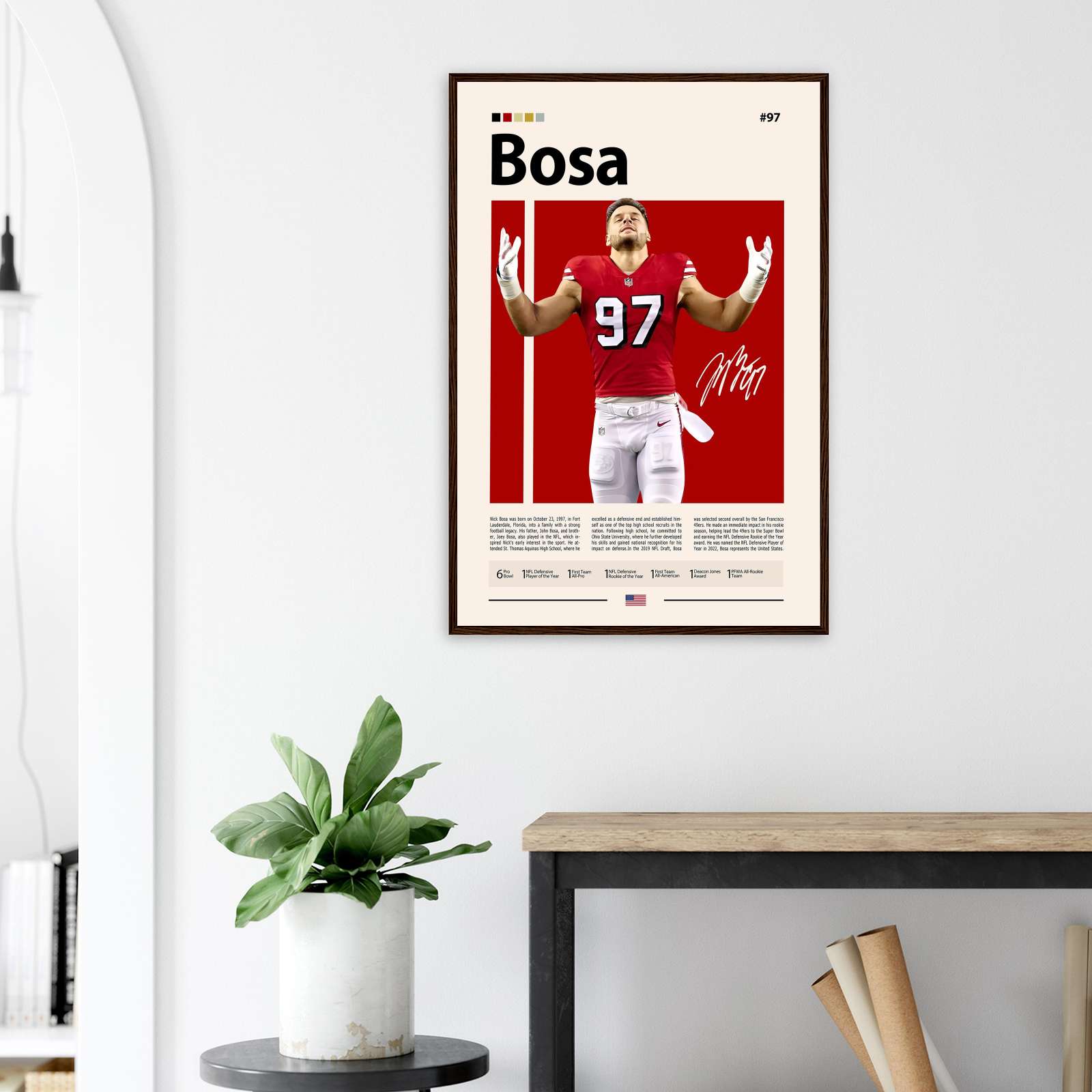 Nick Bosa Poster, American Football Poster, Sports Poster, Full-Size ...