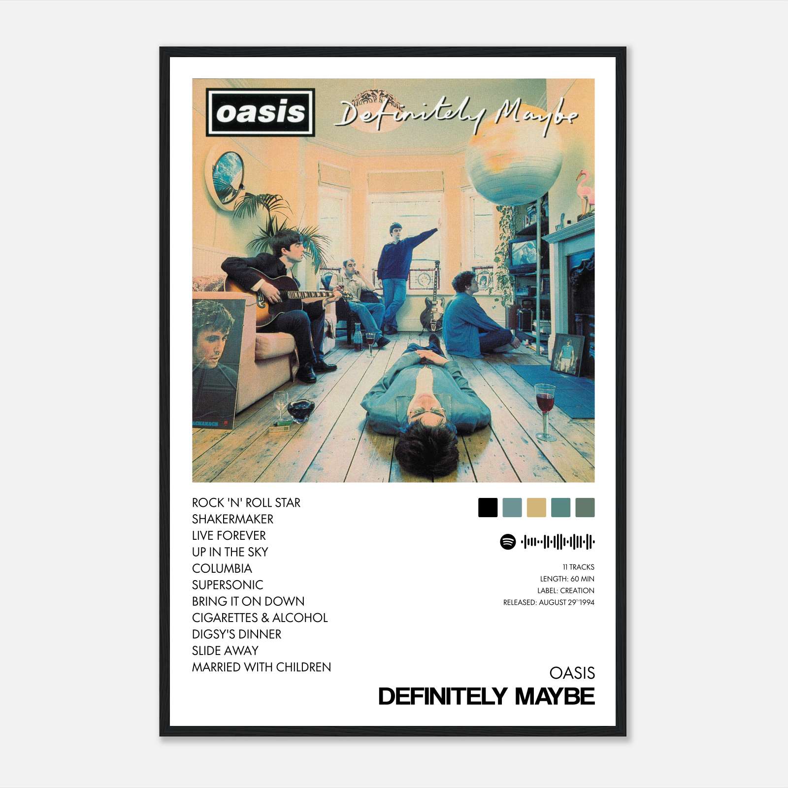 Oasis Poster, Definitely Maybe Album Cover, Full-Size Poster, Ready to ...