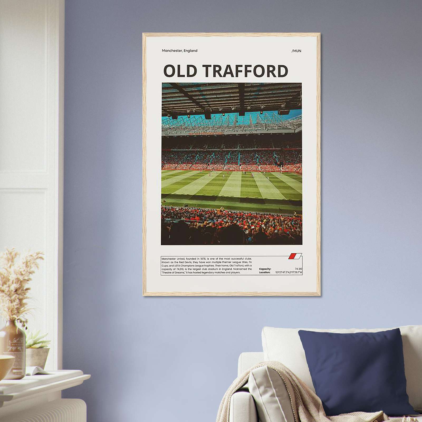 Old Trafford Poster, Old Trafford Stadium Poster, Sports Poster, Full ...