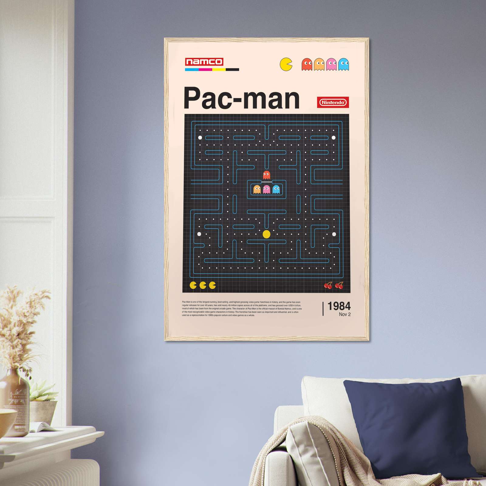 Pac Man Poster, Game Poster, Video Game Poster, Full-Size Poster, Ready ...