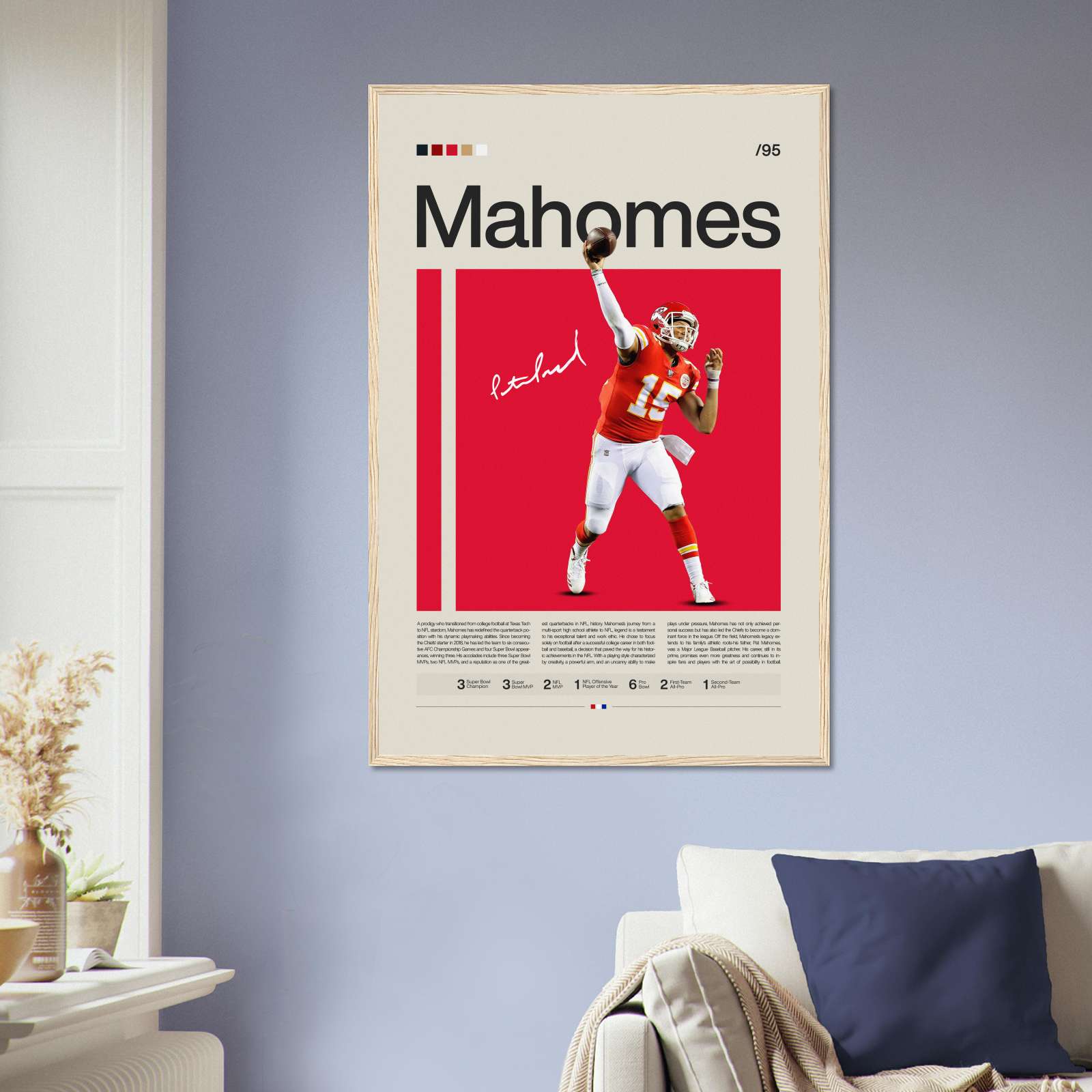 Patrick Mahomes Poster, Sports Wall Art, Full-Size Poster, Ready to ...