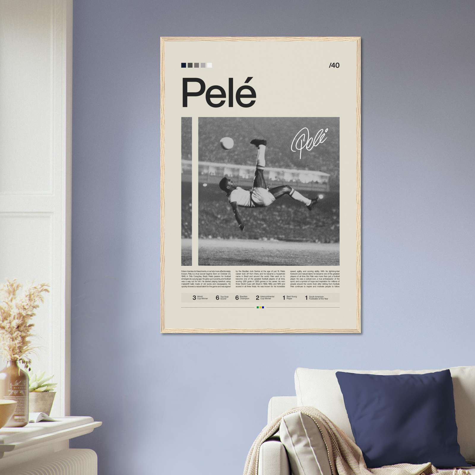Pele Poster, Brazilian Soccer Player Poster, Soccer Gifts, Full-Size ...