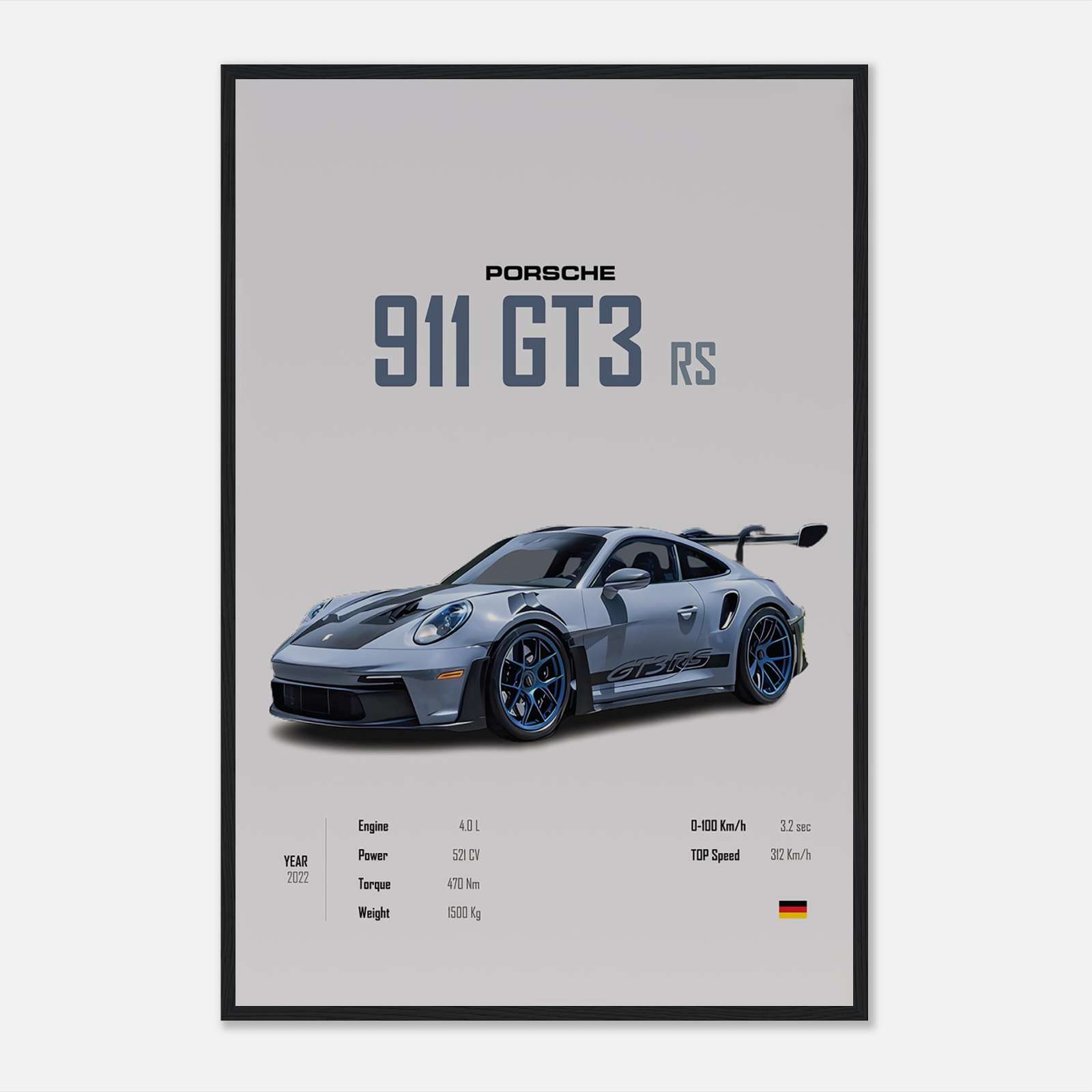Porsche 911 Gt3 Rs Poster Porsche 992 Gt3 Rs Print Car Wall Art Race ...