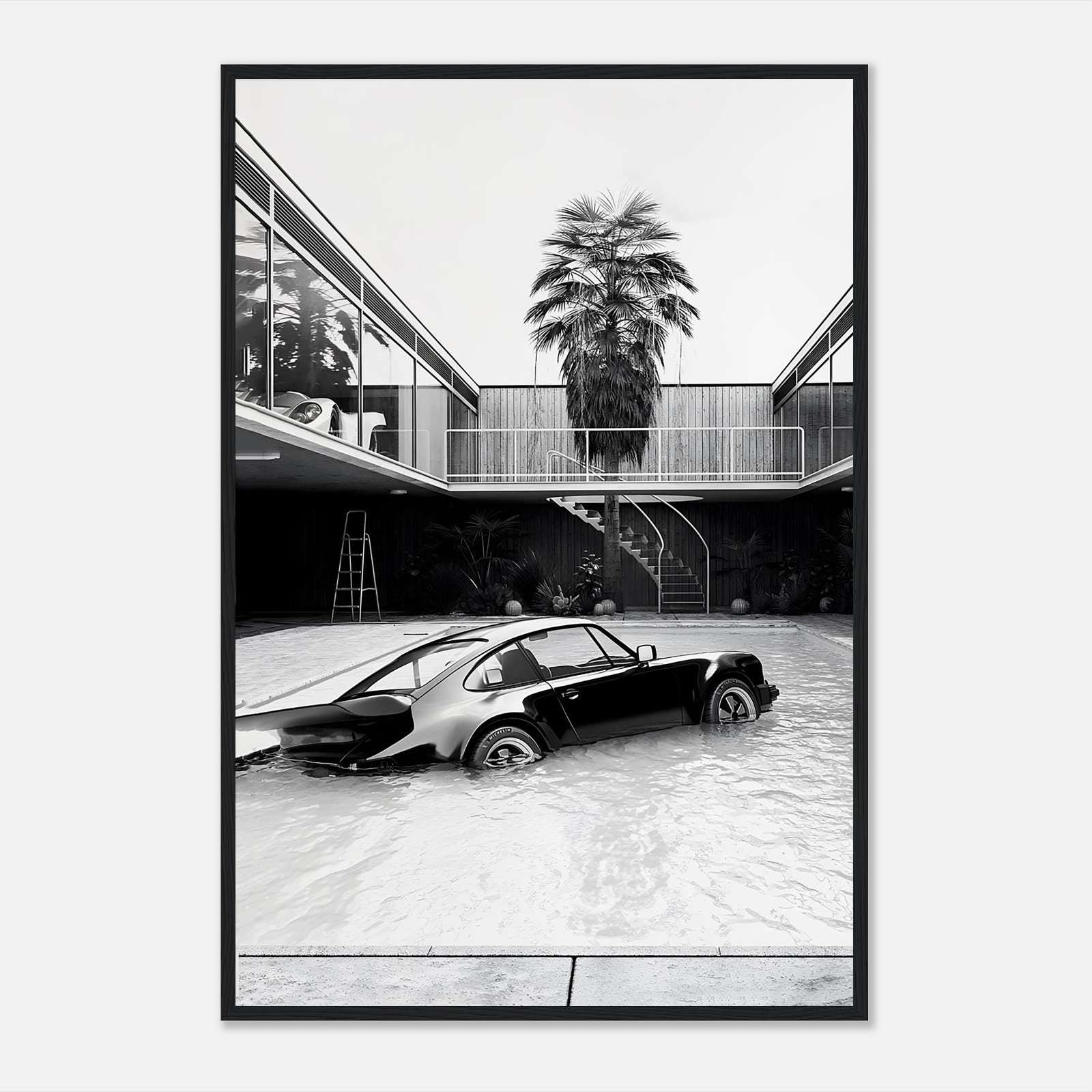 Porsche 911 In The Pool Vintage Porsche Print Classic Car Wall Art ...