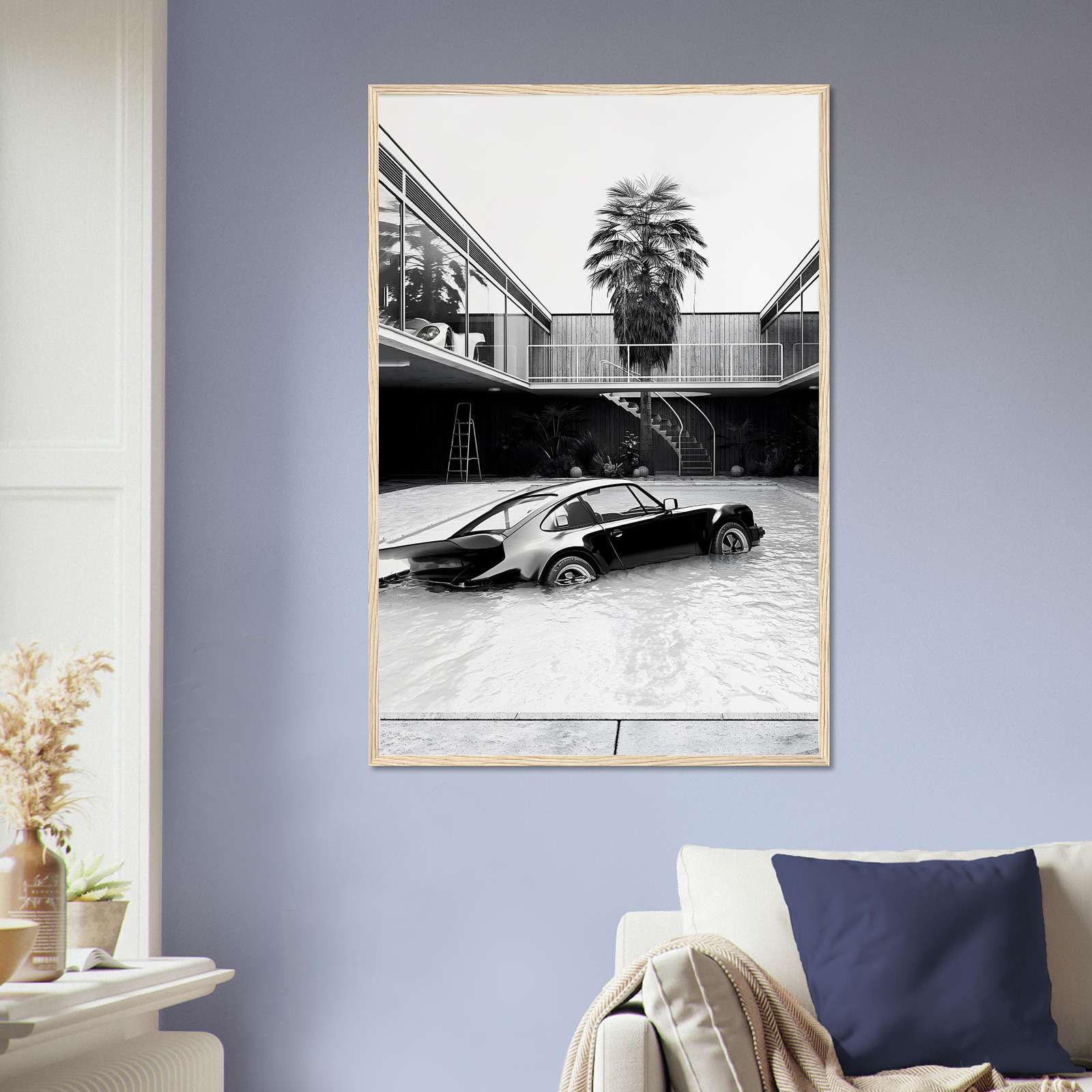 Porsche 911 In The Pool Vintage Porsche Print Classic Car Wall Art ...