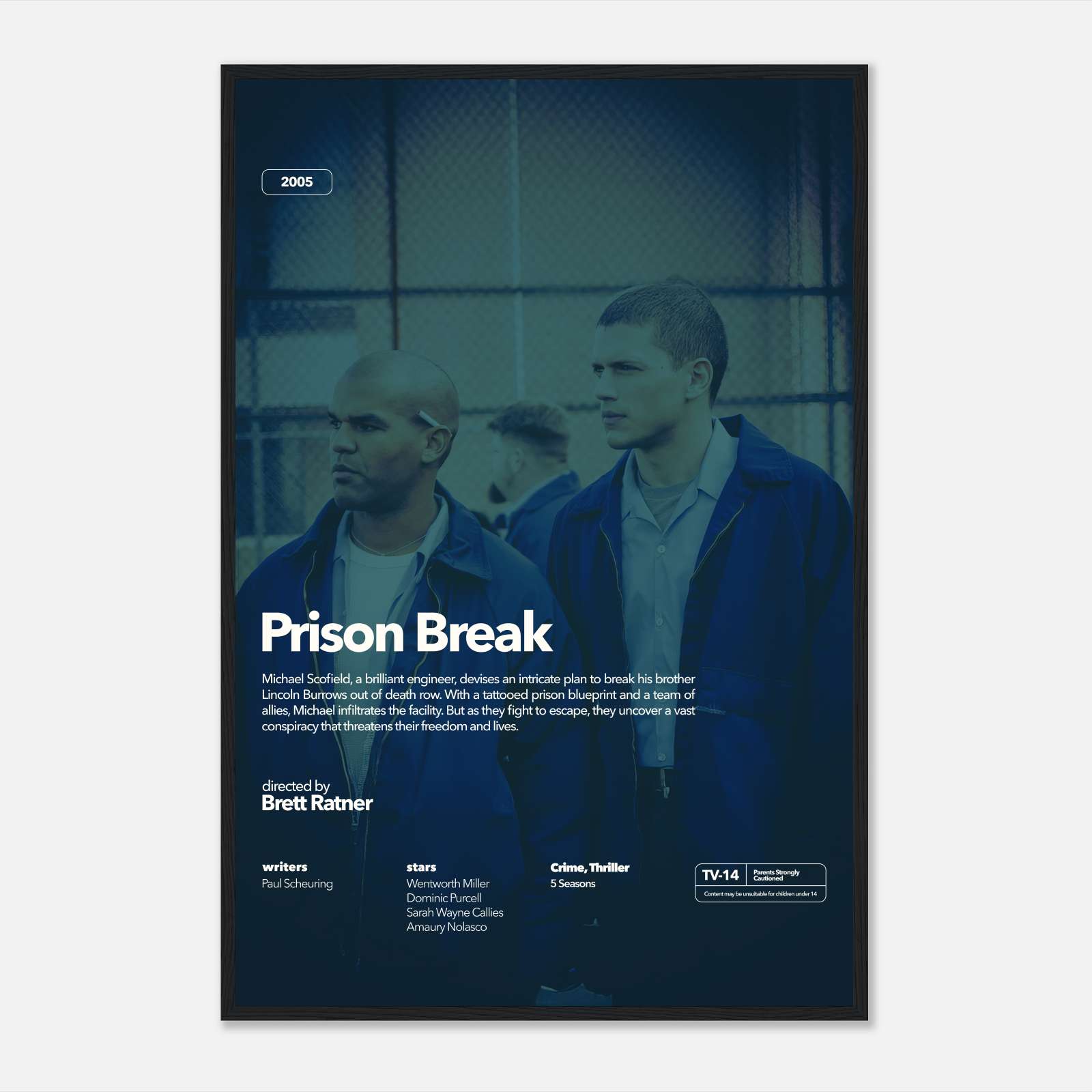 Prison Break Poster Movie Poster, Vintage Movie Poster Tv Series Poster ...