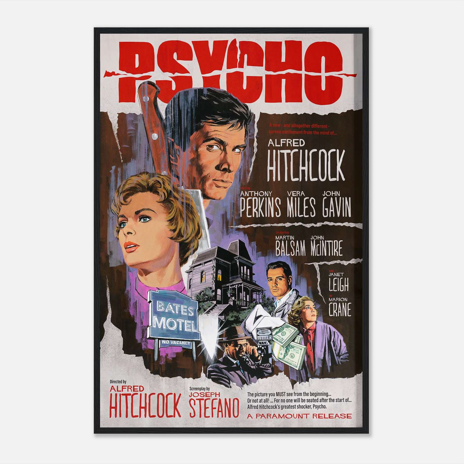 Psycho Movie Poster, Horror Movie Poster, Vintage Movie Poster 1, Full ...