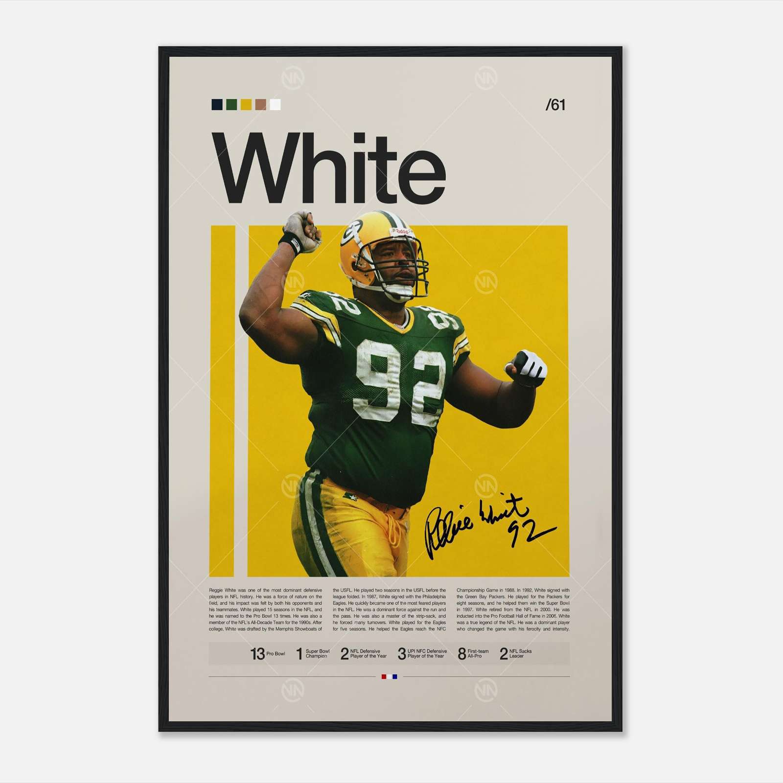 Reggie White Poster, Football Poster, Sports Poster, Sports Bedroom ...