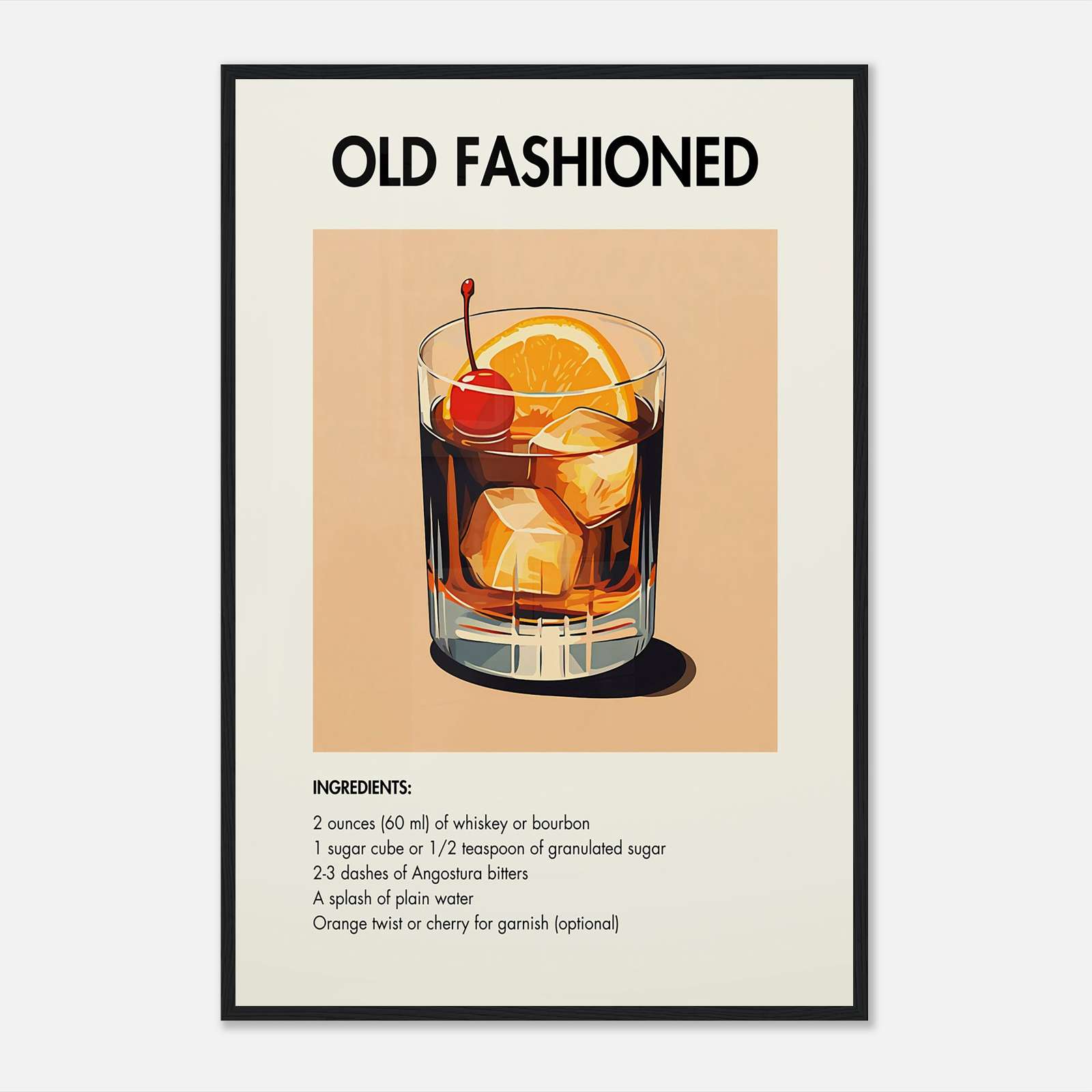 Retro Cocktail Print Classic Cocktail Recipe Wall Art, Bar Cart Decor ...