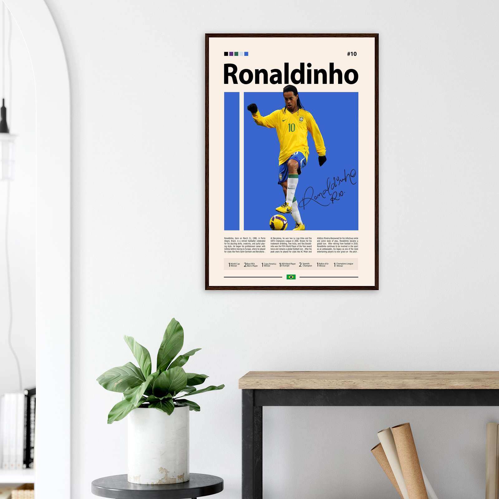 Ronaldinho Poster, Brazil Football Poster, Full-Size Poster, Ready to ...