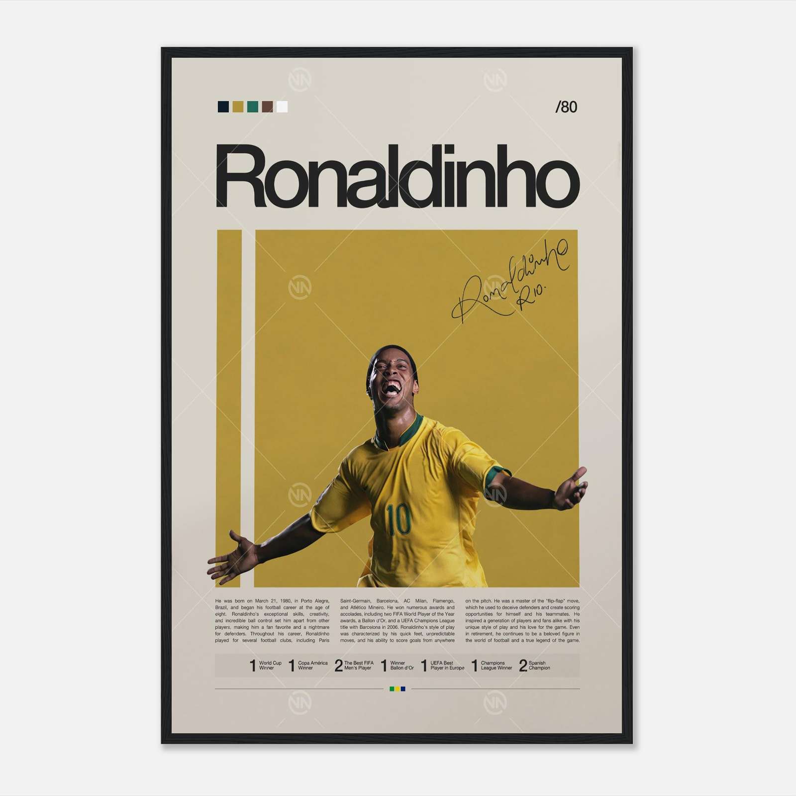Ronaldinho Poster, Brazil Football Poster, Sports Poster, Full-Size ...