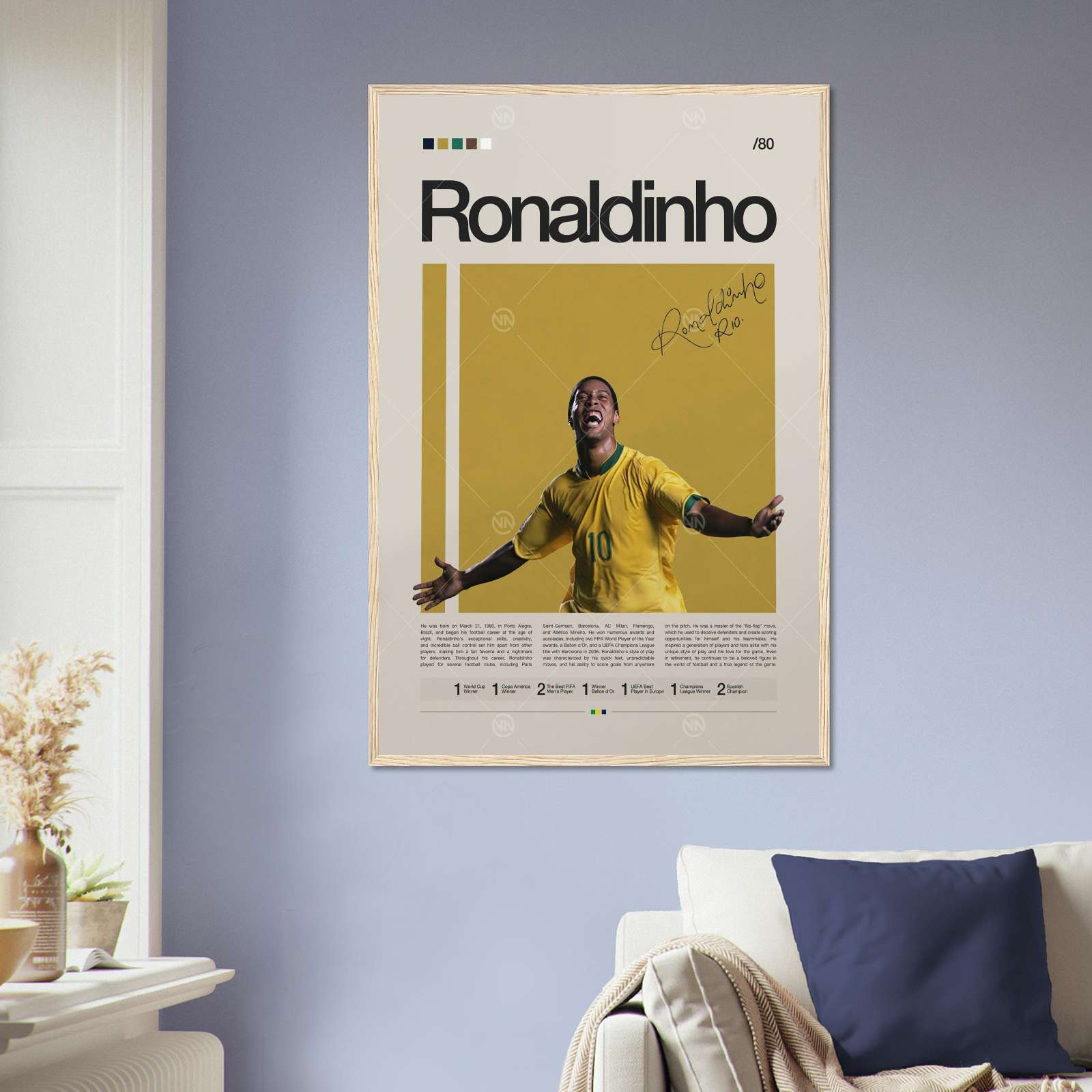 Ronaldinho Poster, Brazil Football Poster, Sports Poster, Full-Size ...