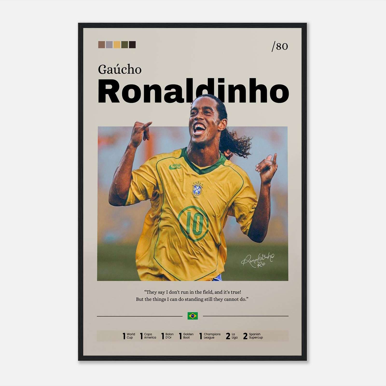 Ronaldinho Poster Brazilian Football Legend Art Print, Ideal Gift For ...