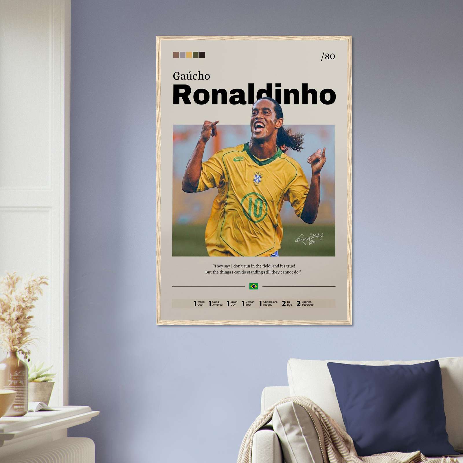 Ronaldinho Poster Brazilian Football Legend Art Print, Ideal Gift For ...
