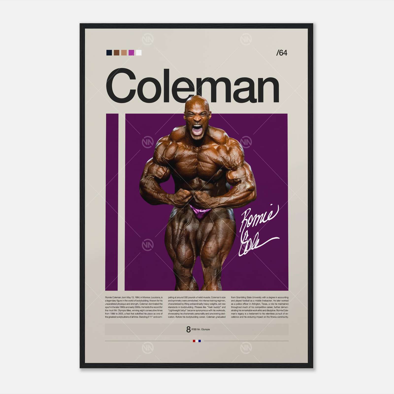 Ronnie Coleman Poster, Bodybuilding Poster, Sports Poster, Full-Size ...
