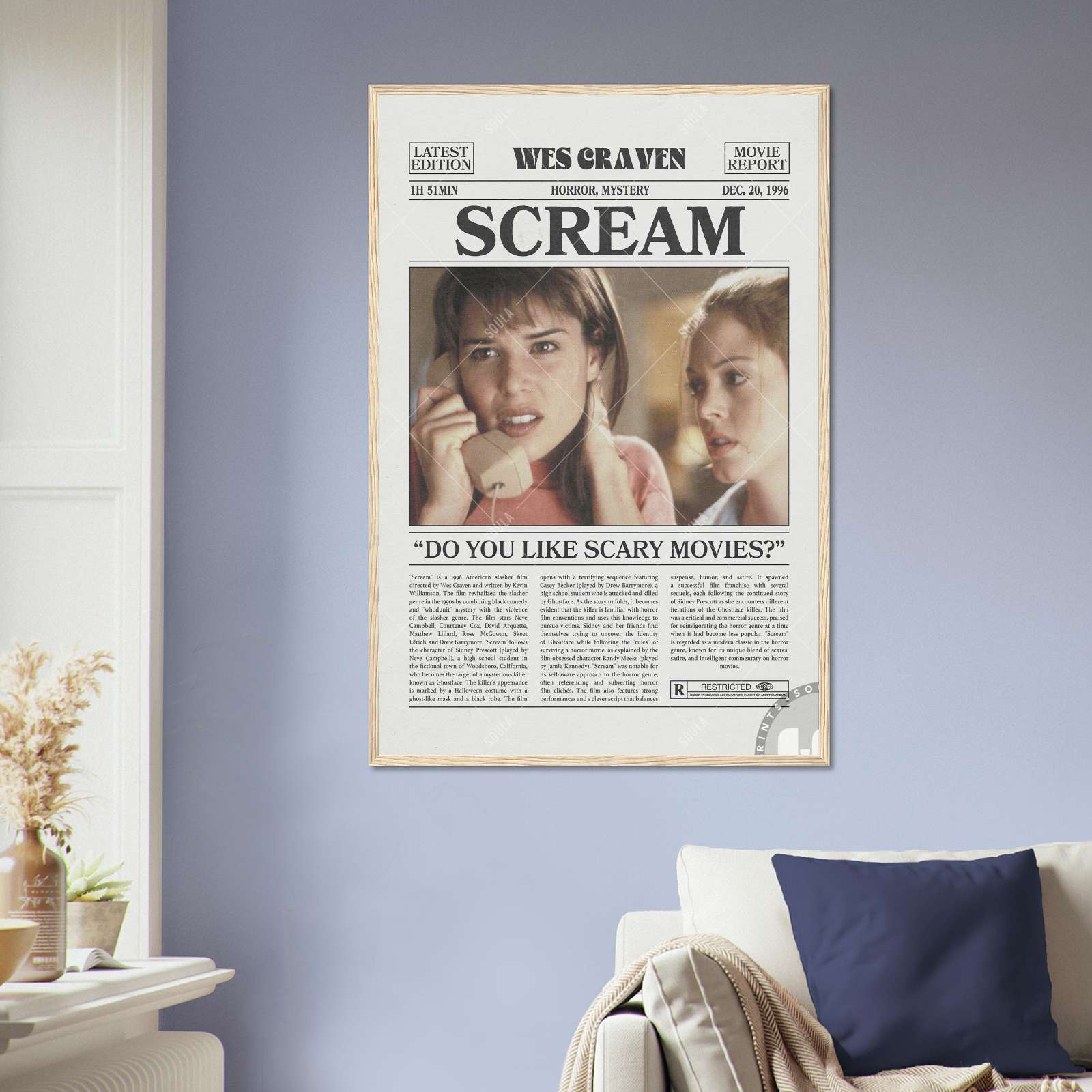 Scream Movie Poster, Scream Poster, Wes Craven, Film Poster, Full-Size ...