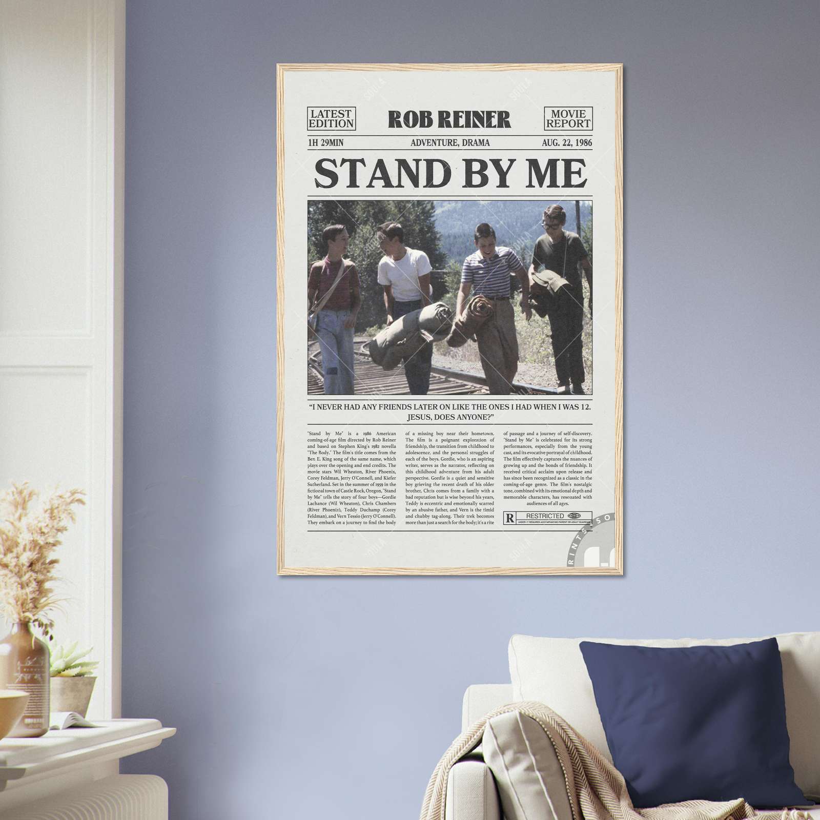 Stand By Me Movie Poster, Retro Newspaper Movie Poster, Full-Size ...