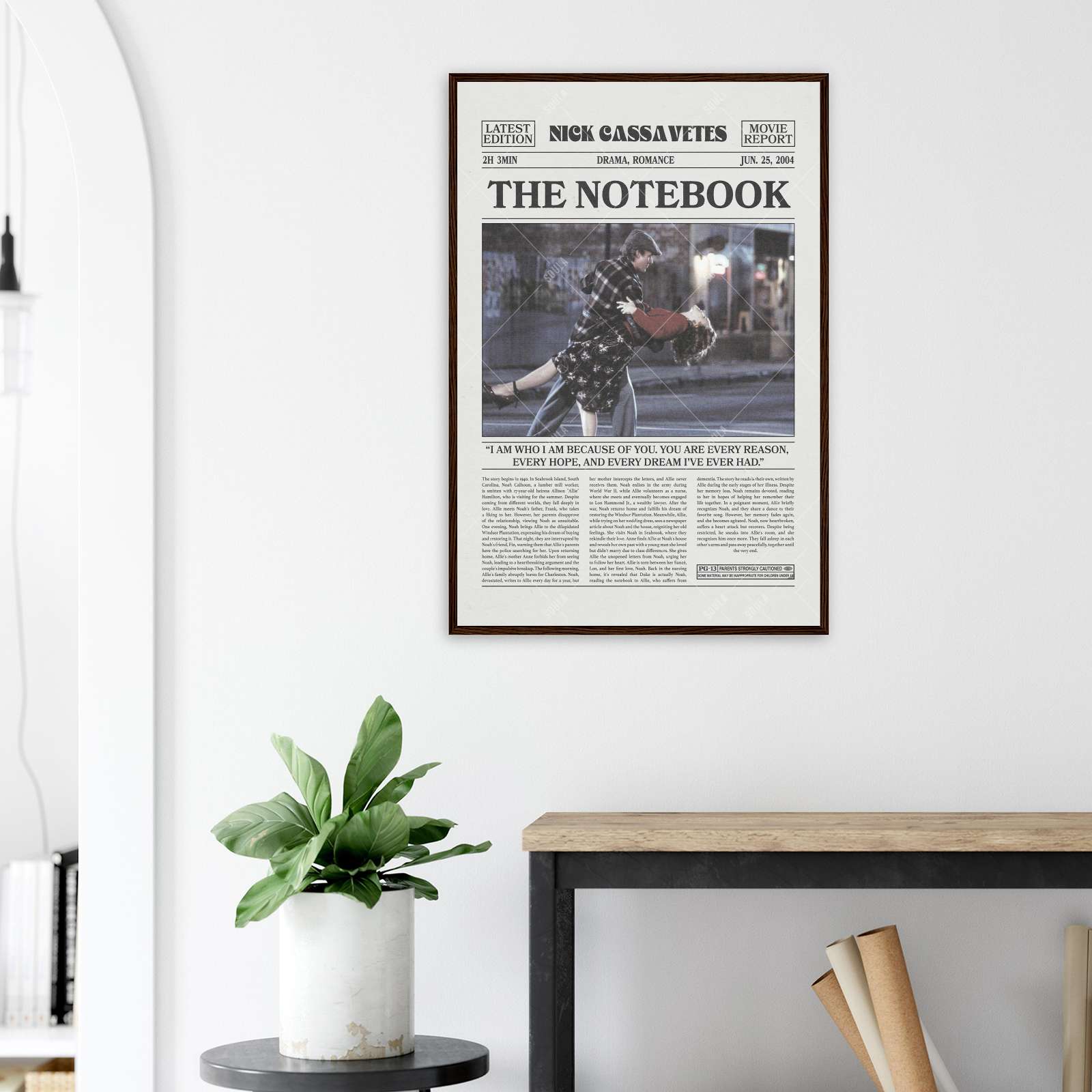 The Notebook Movie Poster, Movie Poster, Retro Newspaper, Black White ...