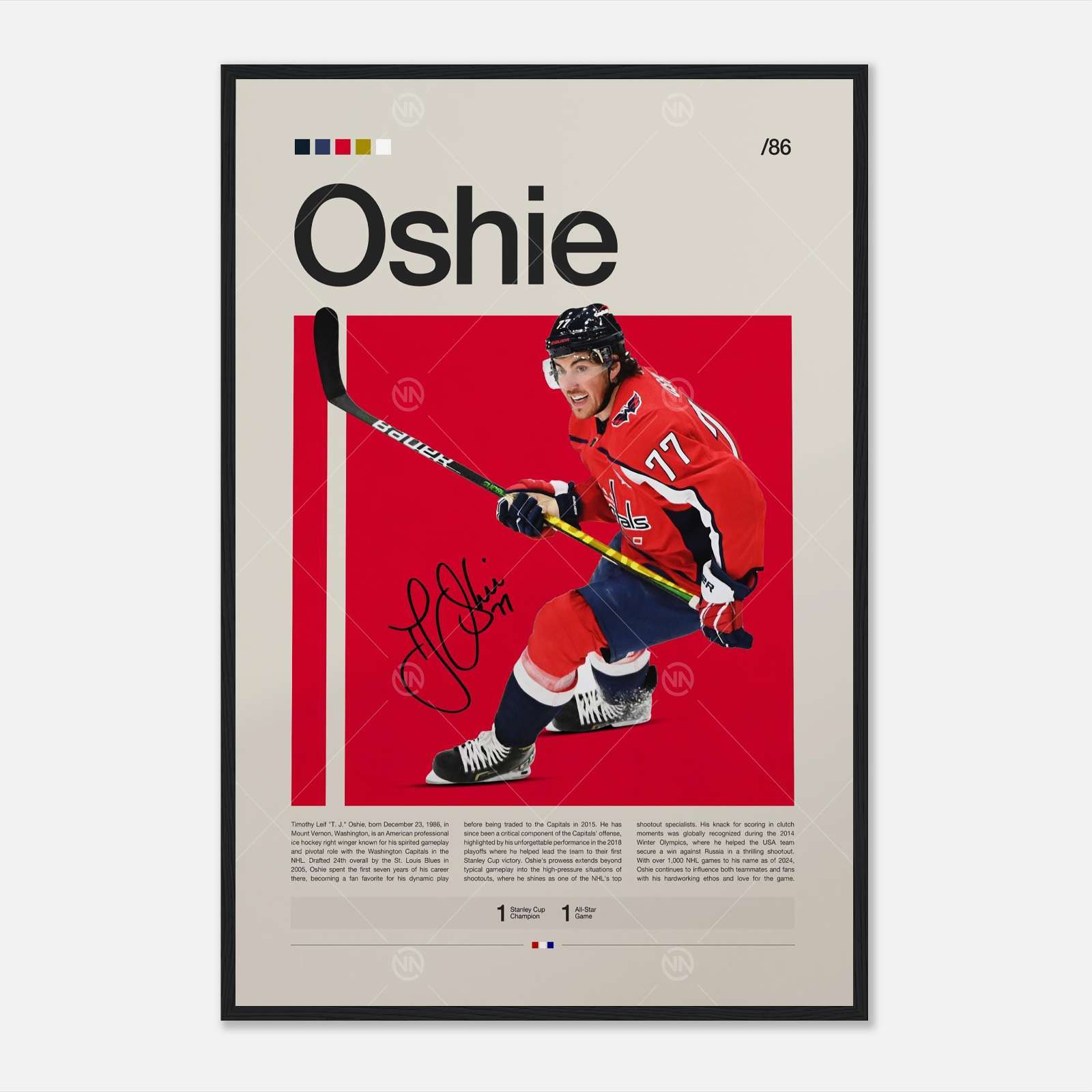 Tj Oshie Poster, Hockey Poster, Sports Poster, Full-Size Poster, Ready ...