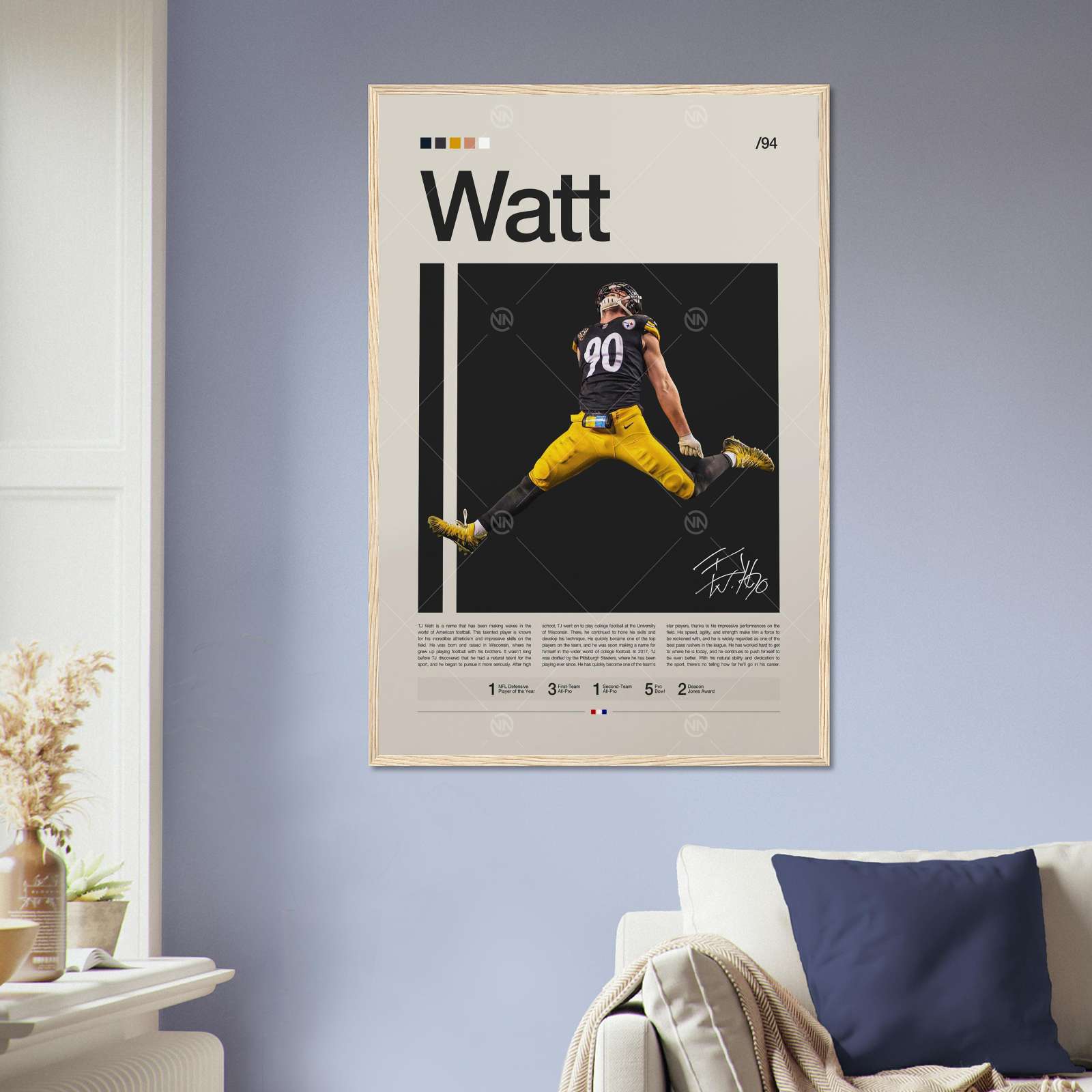 Tj Watt Poster, Football Poster, Sports Poster, Full-Size Poster, Ready ...