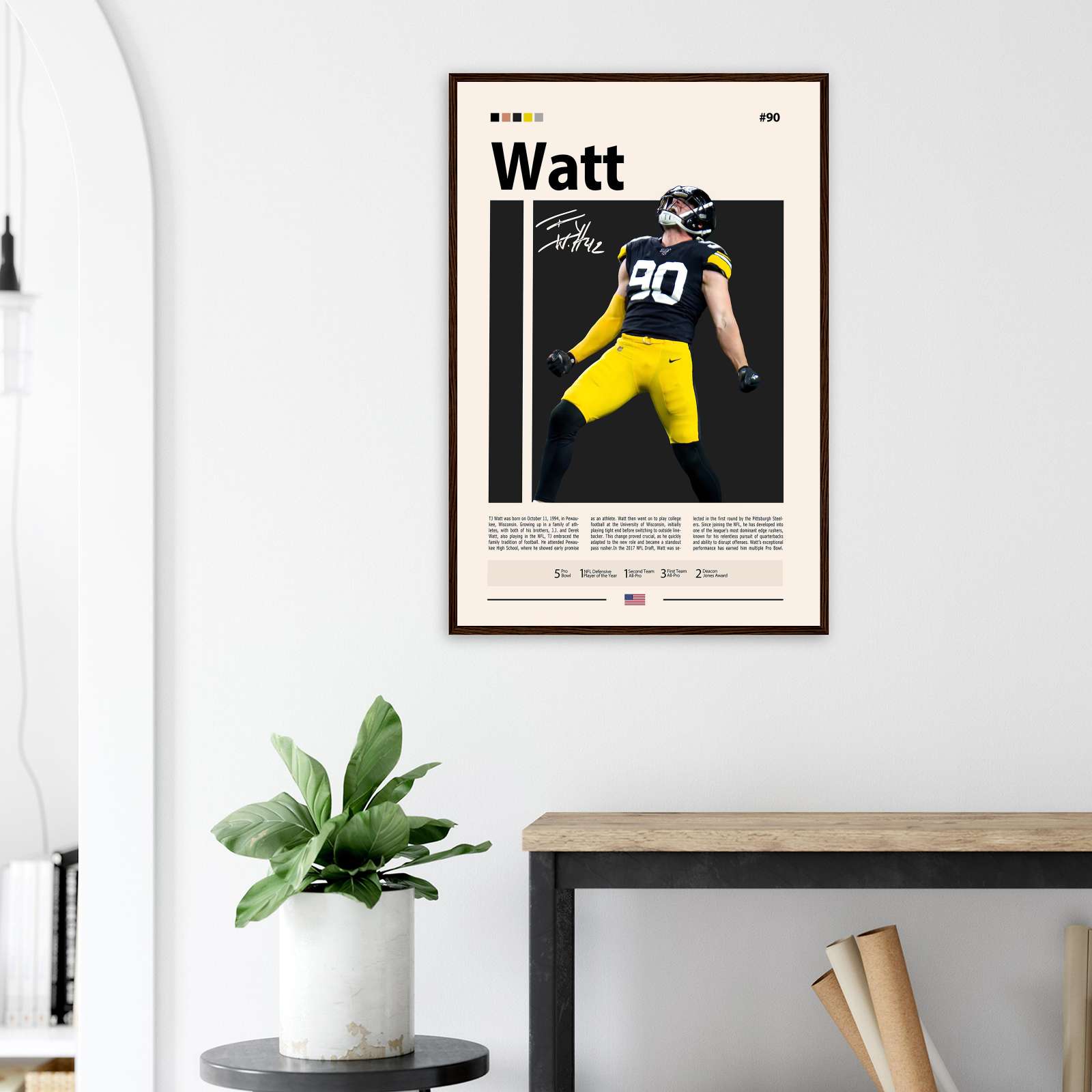 Tj Watt Poster, Sports Poster, American Football Poster, Full-Size ...