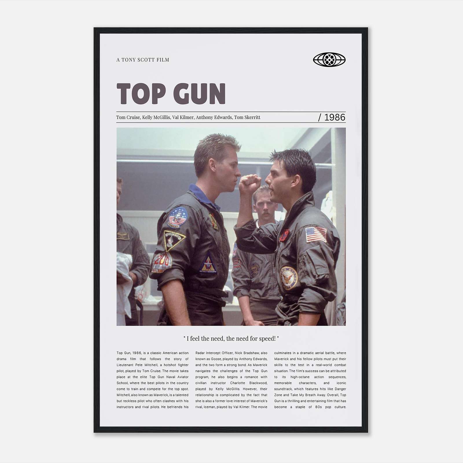 Top Gun Movie Poster, Top Gun Film Poster, Classic Movie Poster, Full ...