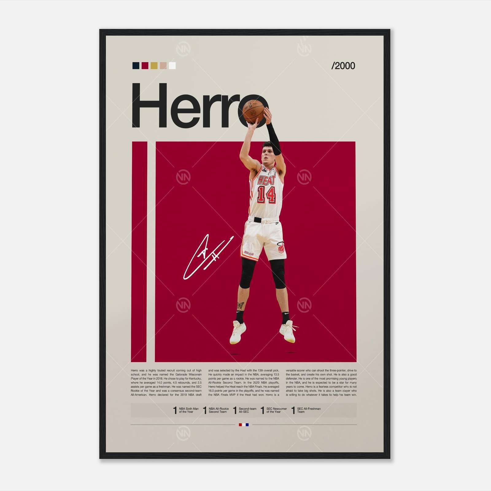 Tyler Herro Poster, Basketball Poster, Sports Bedroom Posters, Full ...