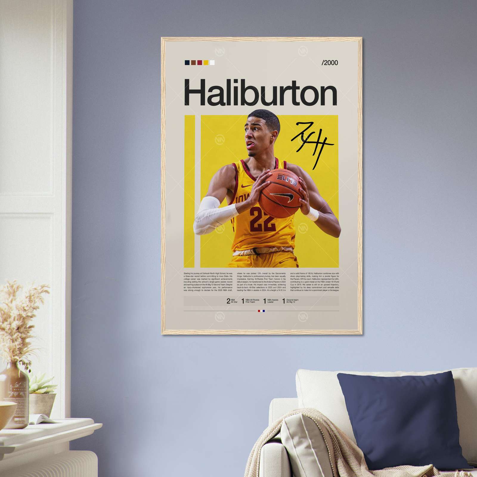 Tyrese Haliburton Poster, Sports Poster, Basketball Poster, Full-Size ...